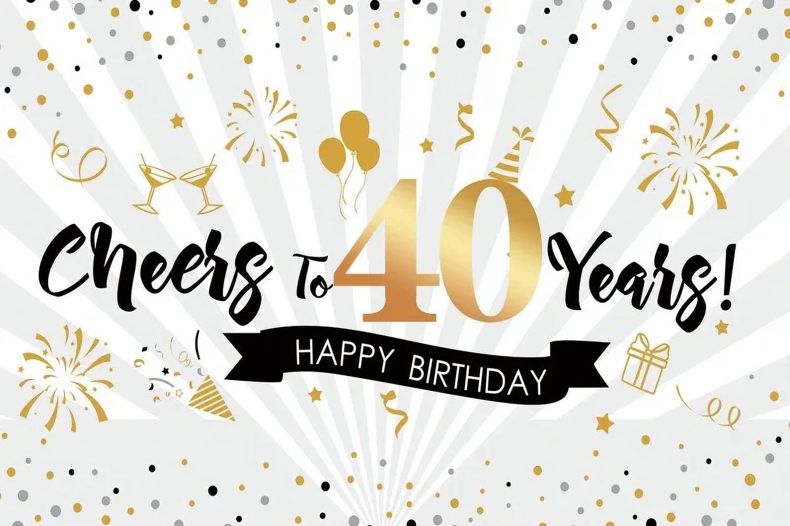 Gold 40th Backdrop For Woman Man Happy Birthday Party 40 Years Old ...