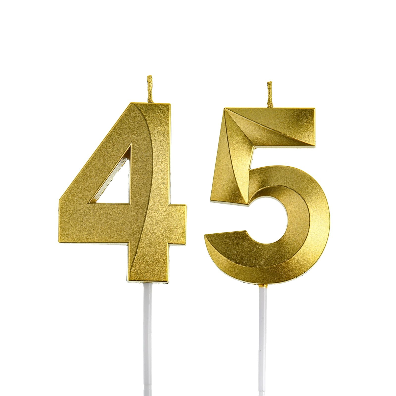 Gold 45 & 54 Birthday Candles, 45th & 54th Cake Toppers for Birthday ...