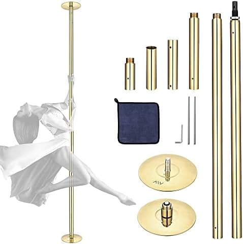 Gold 45mm Spinning Static Fitness Dancing Pole Kit 9.25ft Portable ...