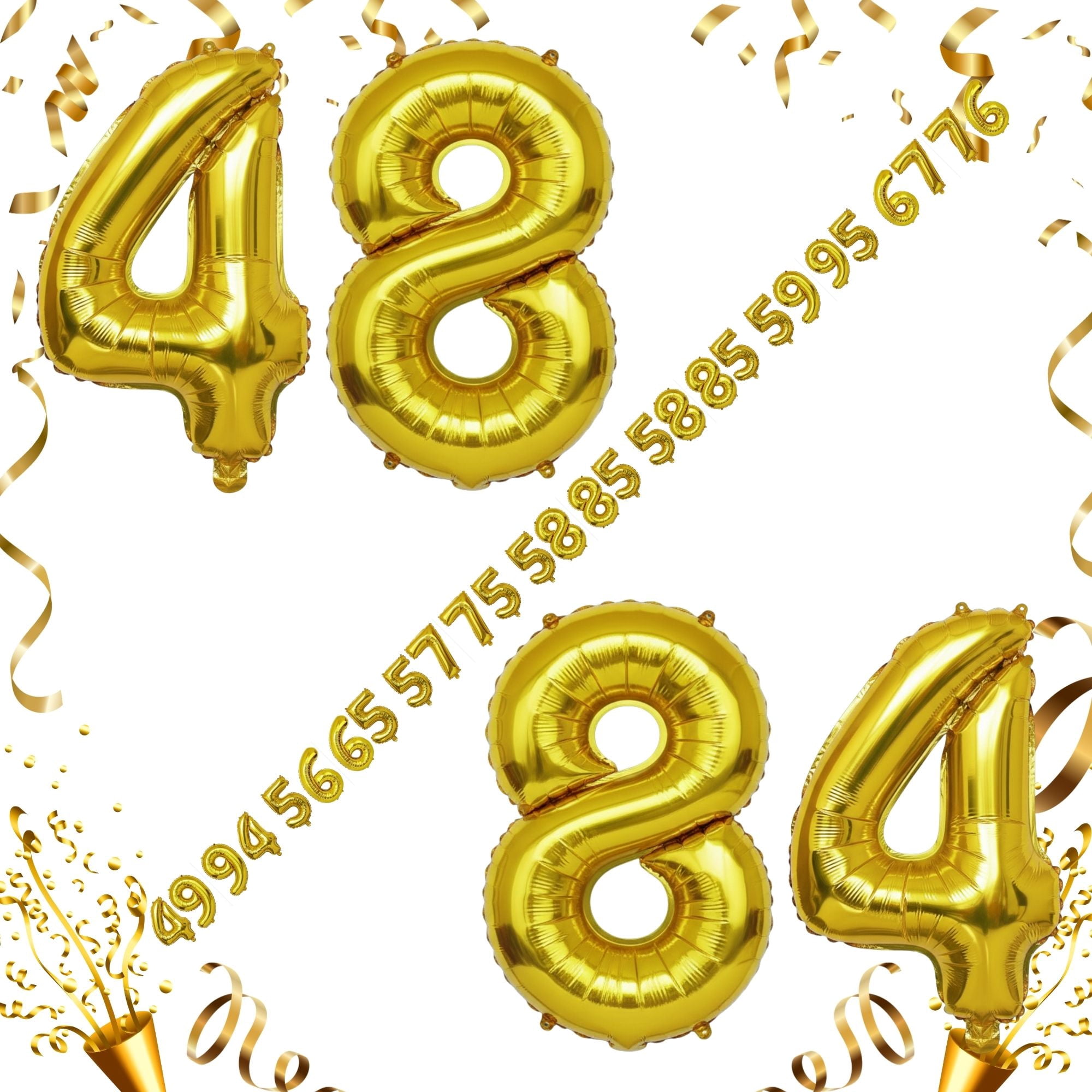 Gold 48 or 84 Number Mylar Balloon 40 inch - Self-Seal Foil Balloons ...