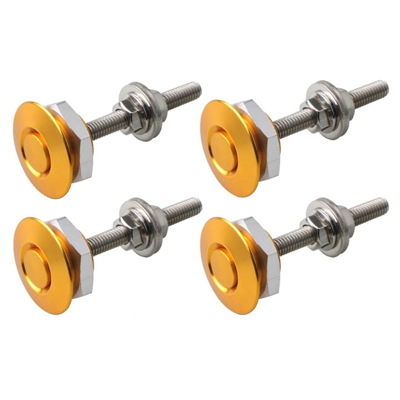 Gold-4pcs Aluminum Quick Release Push Button Kit for Car Front Bumper ...