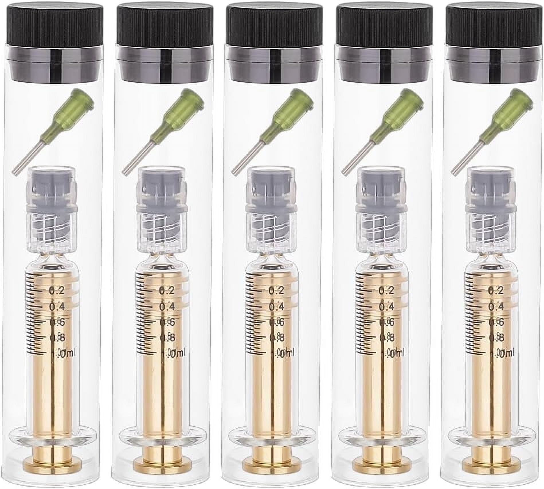 Gold 5 Sets Reusable Glass Syringe 1ml Glass Luer Pets Syringe with ...