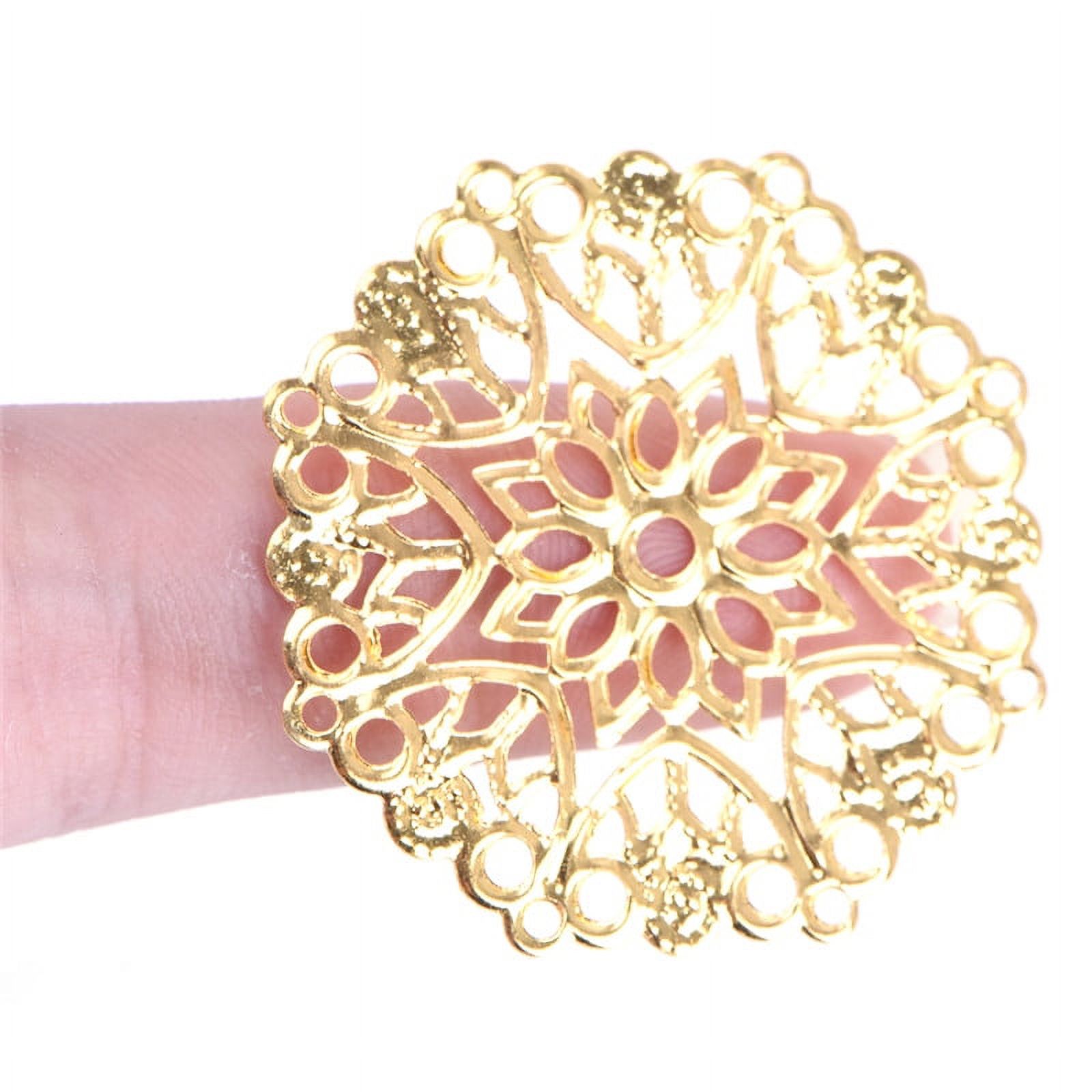 (Gold) 50PCS Bronze Filigree Flower Connectors Crafts DIY Jewelry ...