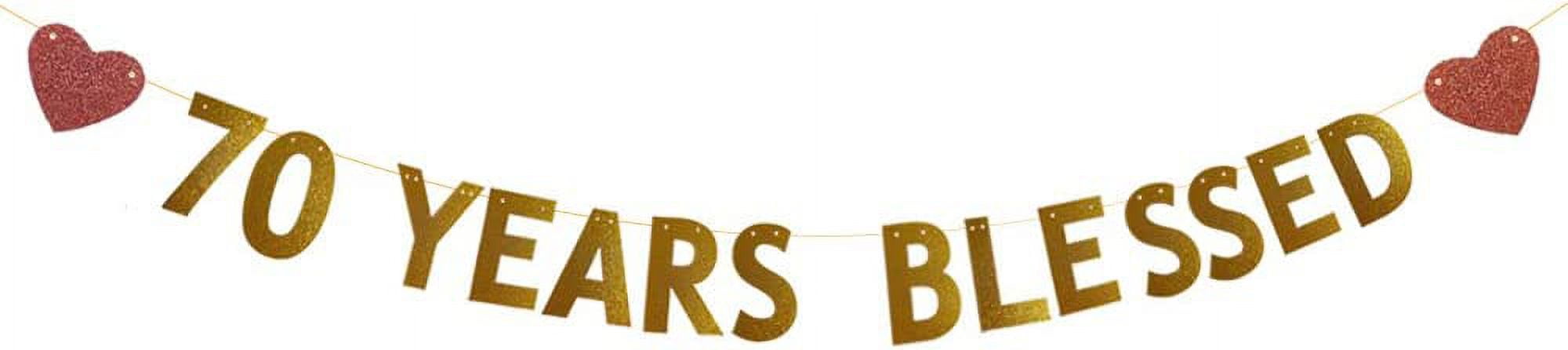 Gold 70 Years Blessed Banner，70th Birthday/Wedding Anniversary Party ...