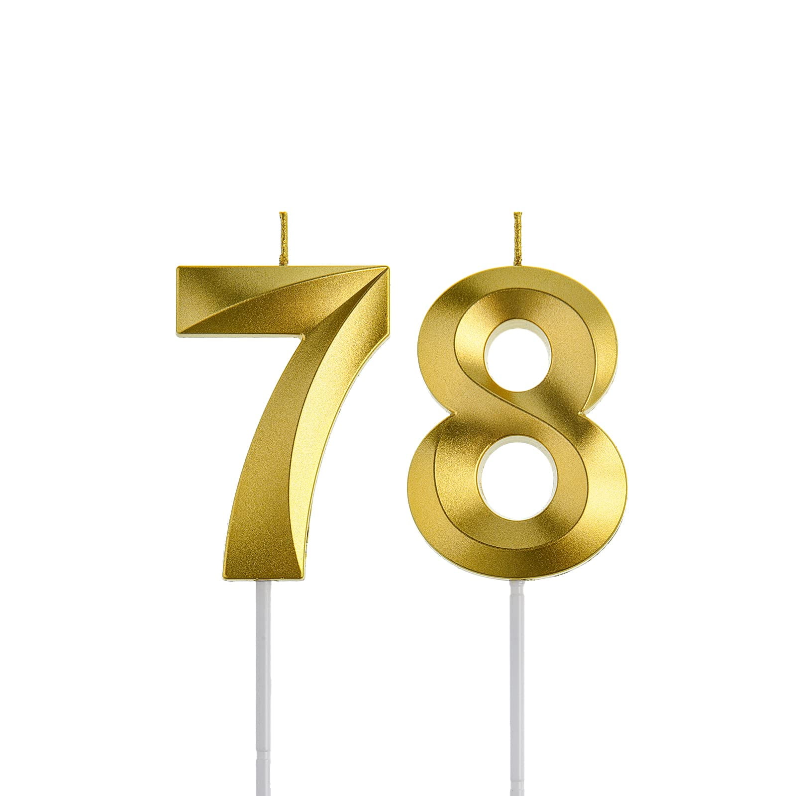 Gold 78th & 87th Birthday Candles,Gold Number 78 87 Cake Topper for ...