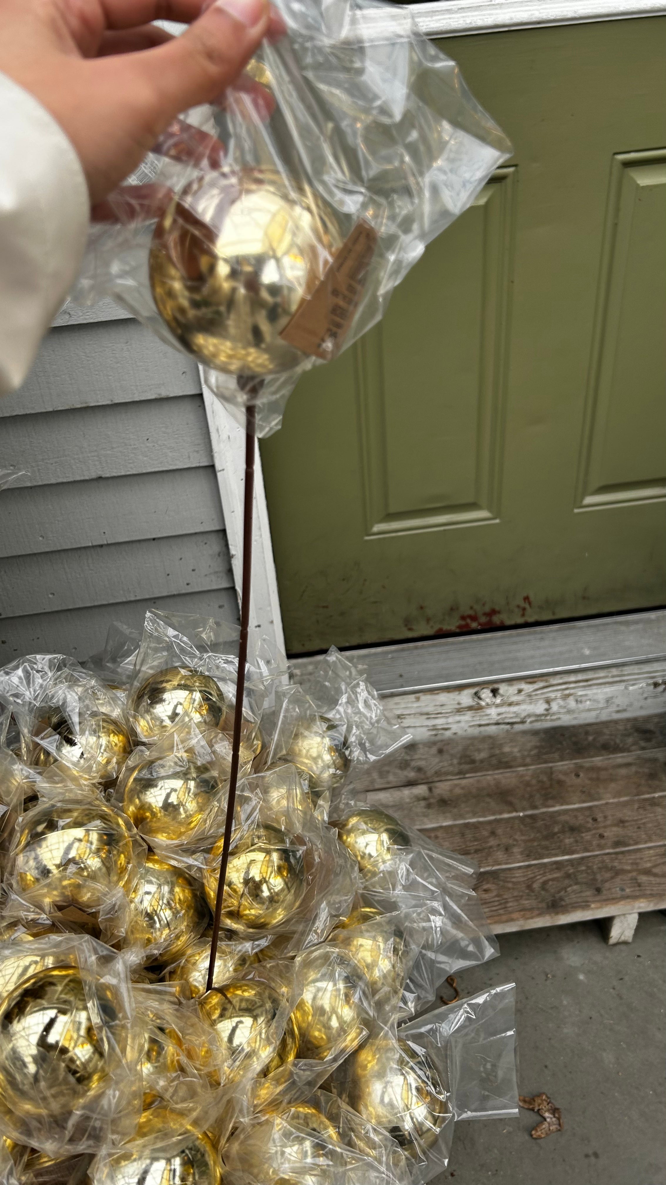 Gold 80mm Ball Pick on 18" Stem – RedCrocus Holiday Accent for Wreaths ...