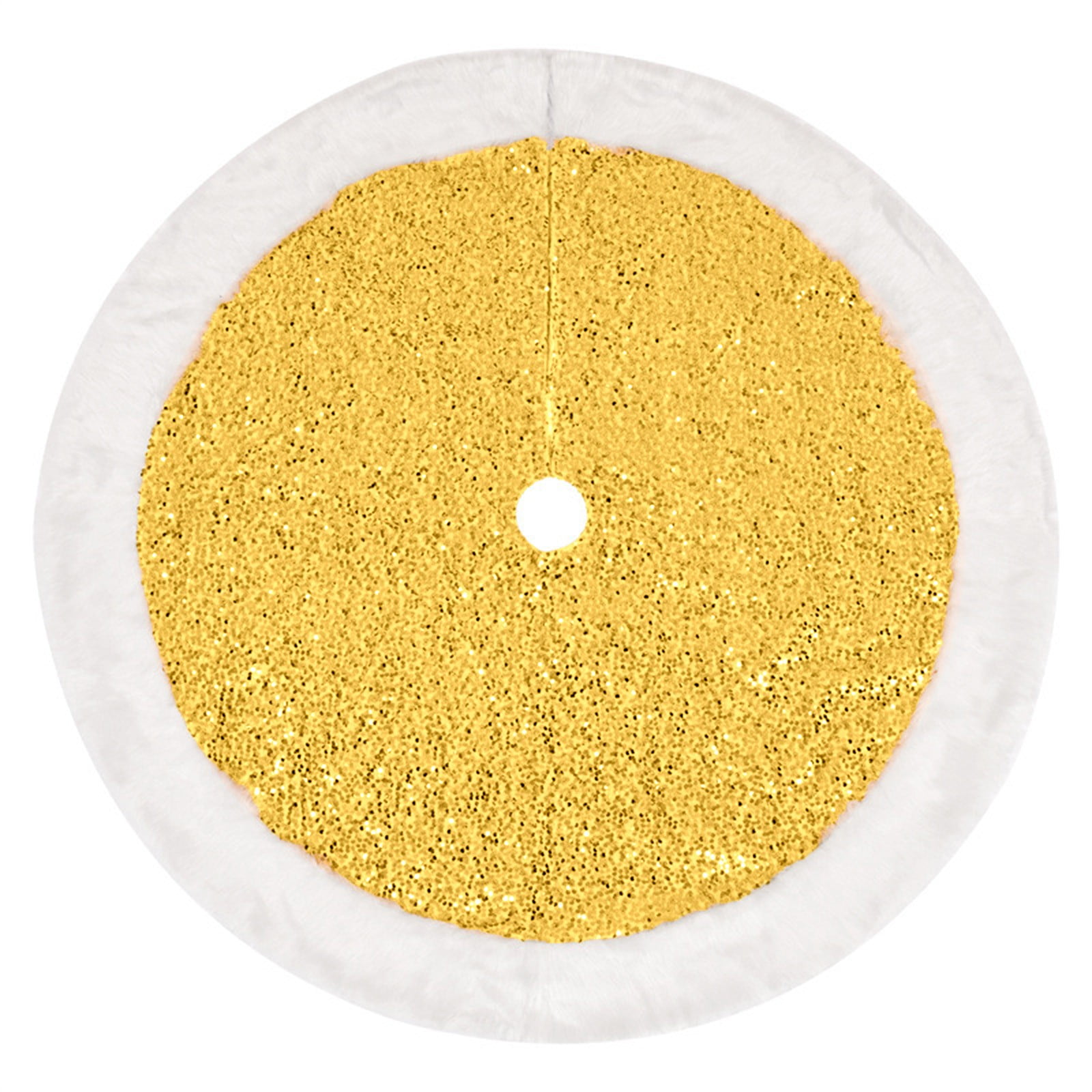 Gold 90Cm Christmas Sequin Tree Collar, Glitter Non-Woven Fabric Stand ...