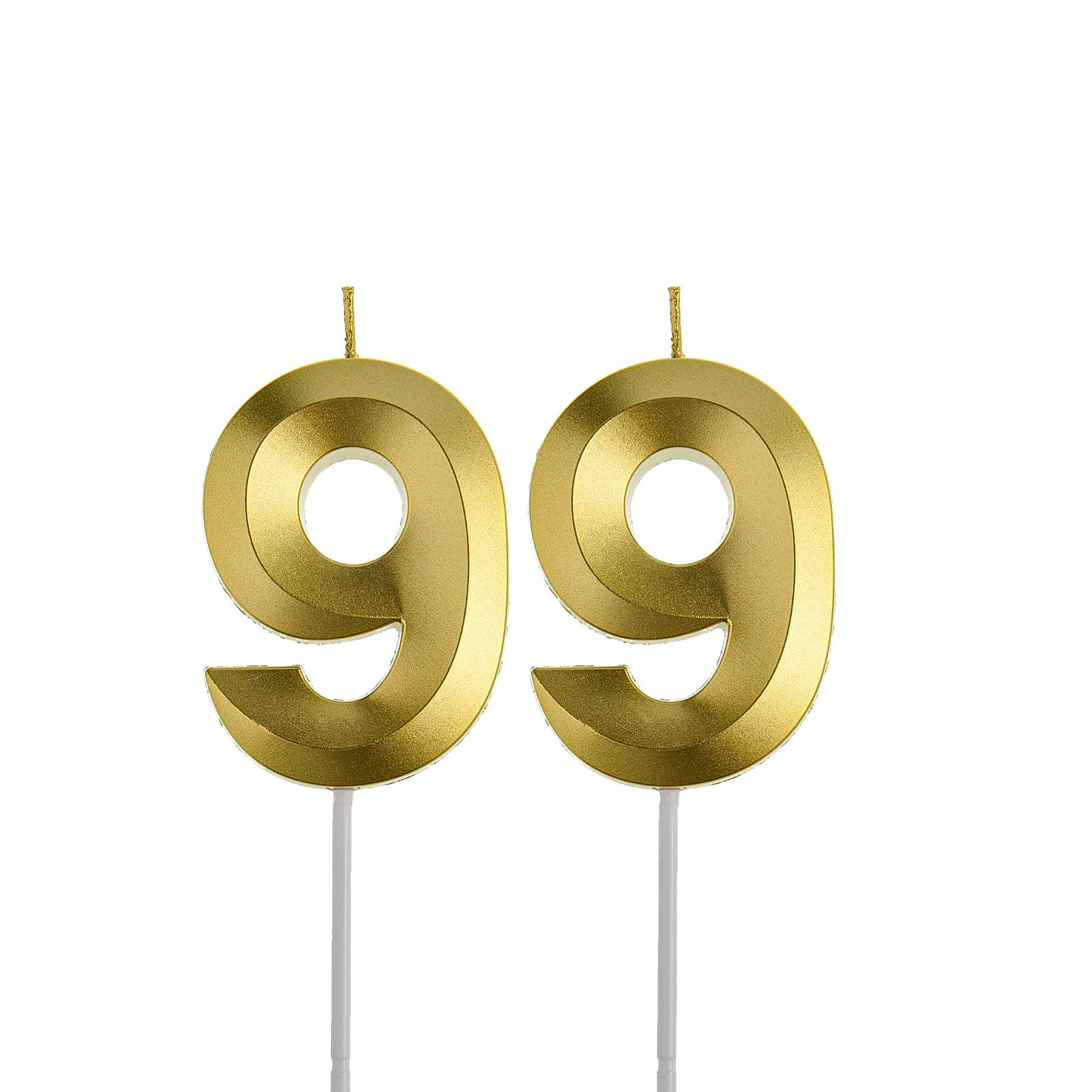 Gold 99th Birthday Candles,Gold Number 99 Cake Topper for Birthday ...
