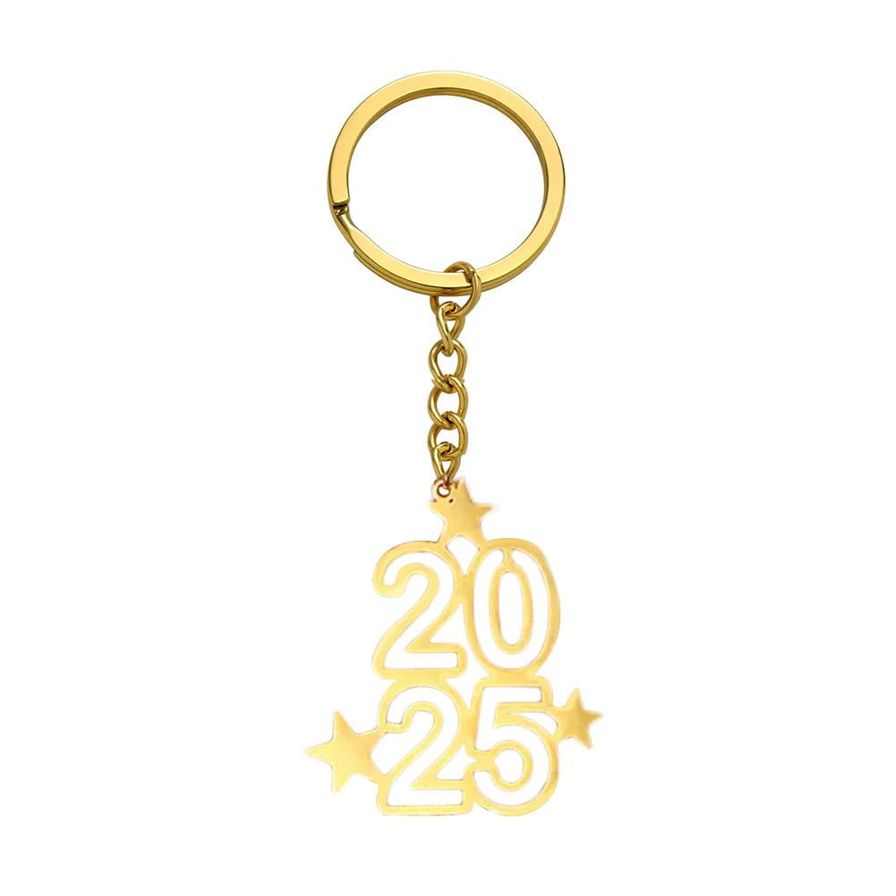Gold A New 2025 Digital Iron Keychain Star Embellishment Fashion Ladies ...