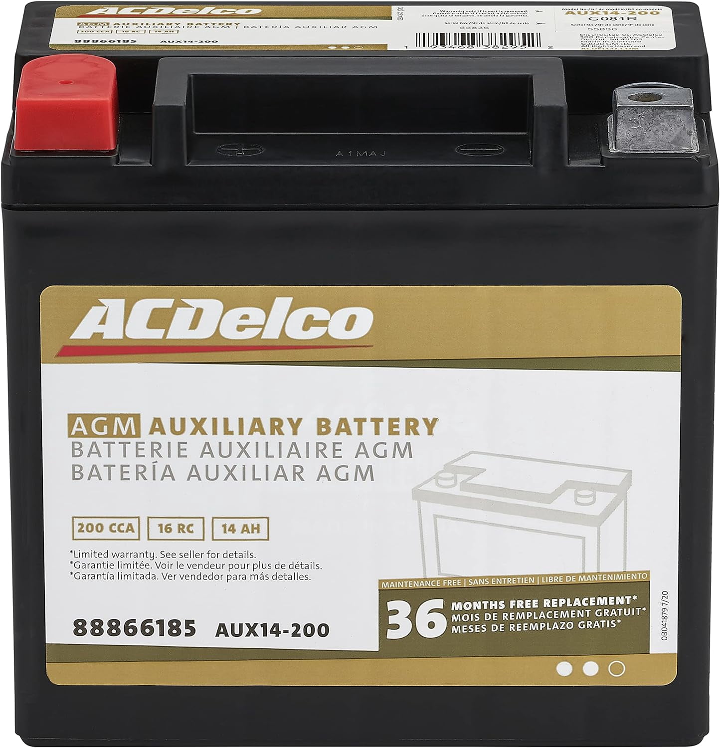 Gold AUX14-200 (88866185) 36 Month Warranty Auxiliary AGM 200 CCA ...