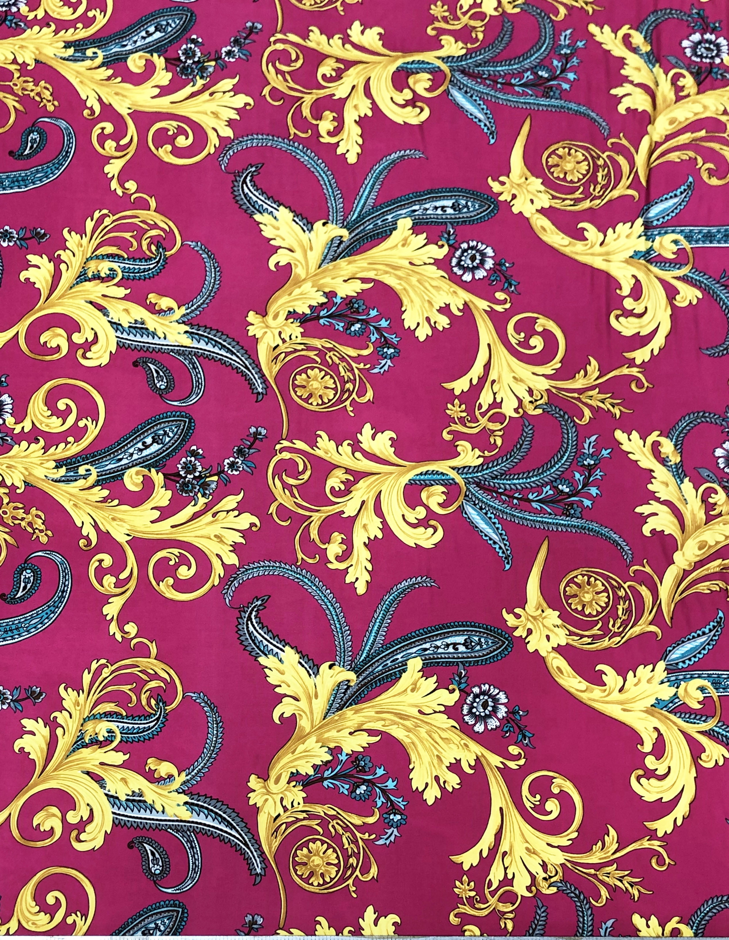 Gold Abstract Design on Polyester Spandex 2 Way Stretch Fabric by The ...