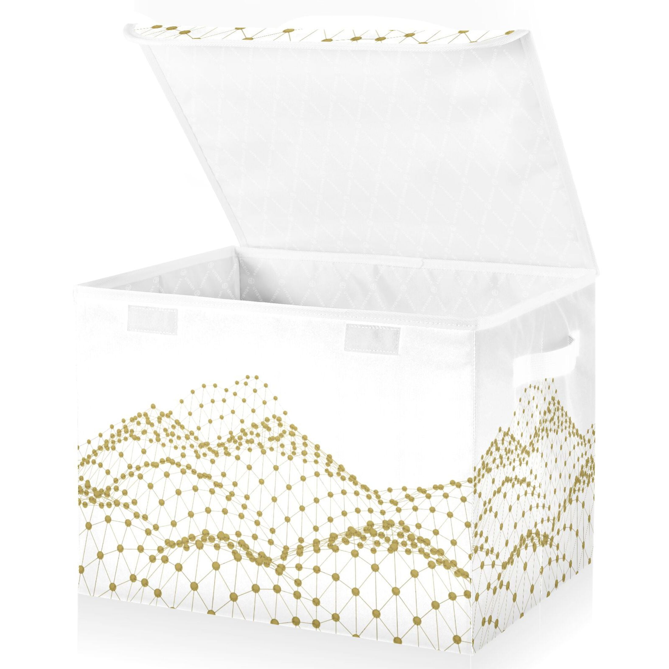 Gold Abstract on White Large Lidded Storage Bin Foldable Storage Boxes ...