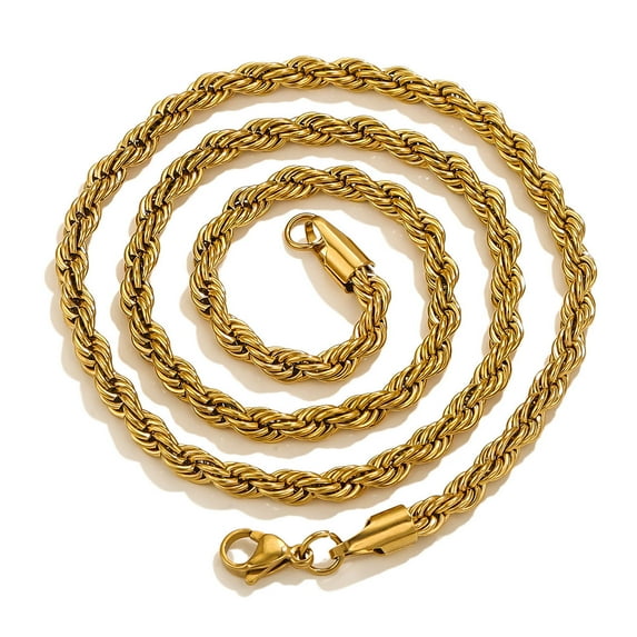 Gold Accessories For Women 14K Gold Rope 2/3/4/5/6/7MM Chain 18-24 ...