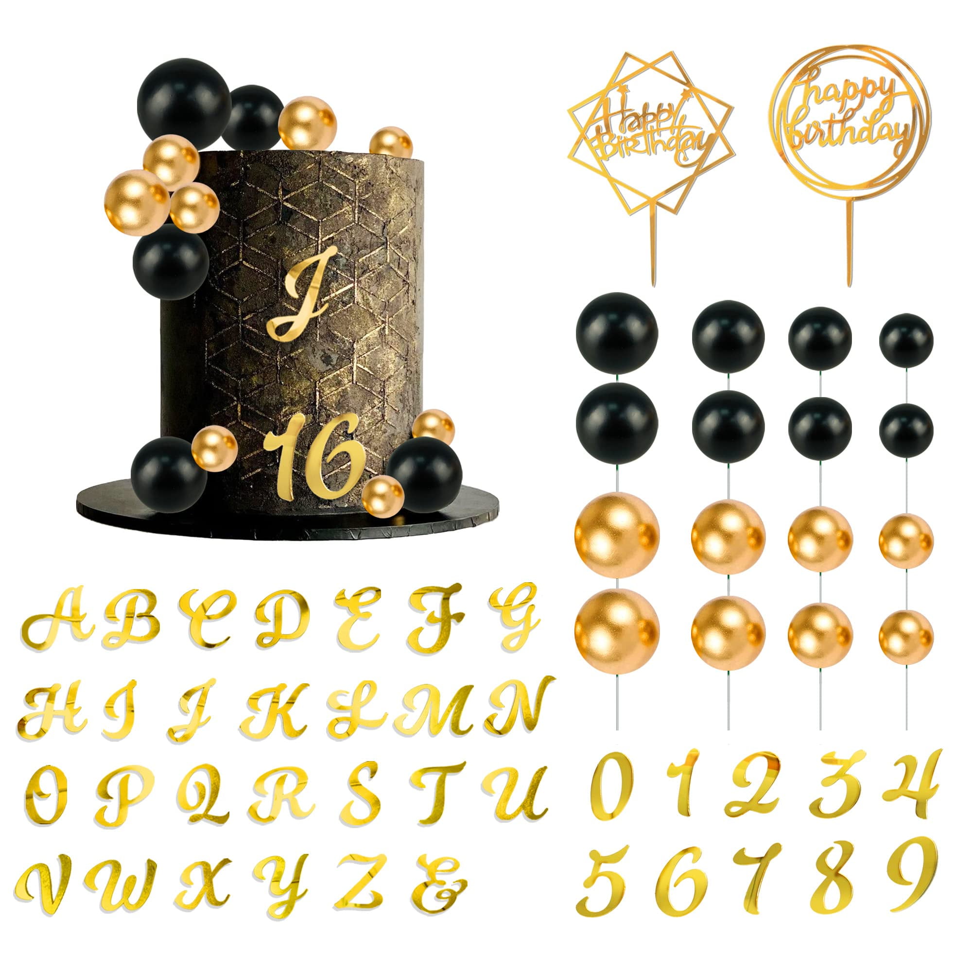 Gold Acrylic Alphabet Number Cake Topper - DIY Personalized Name ...