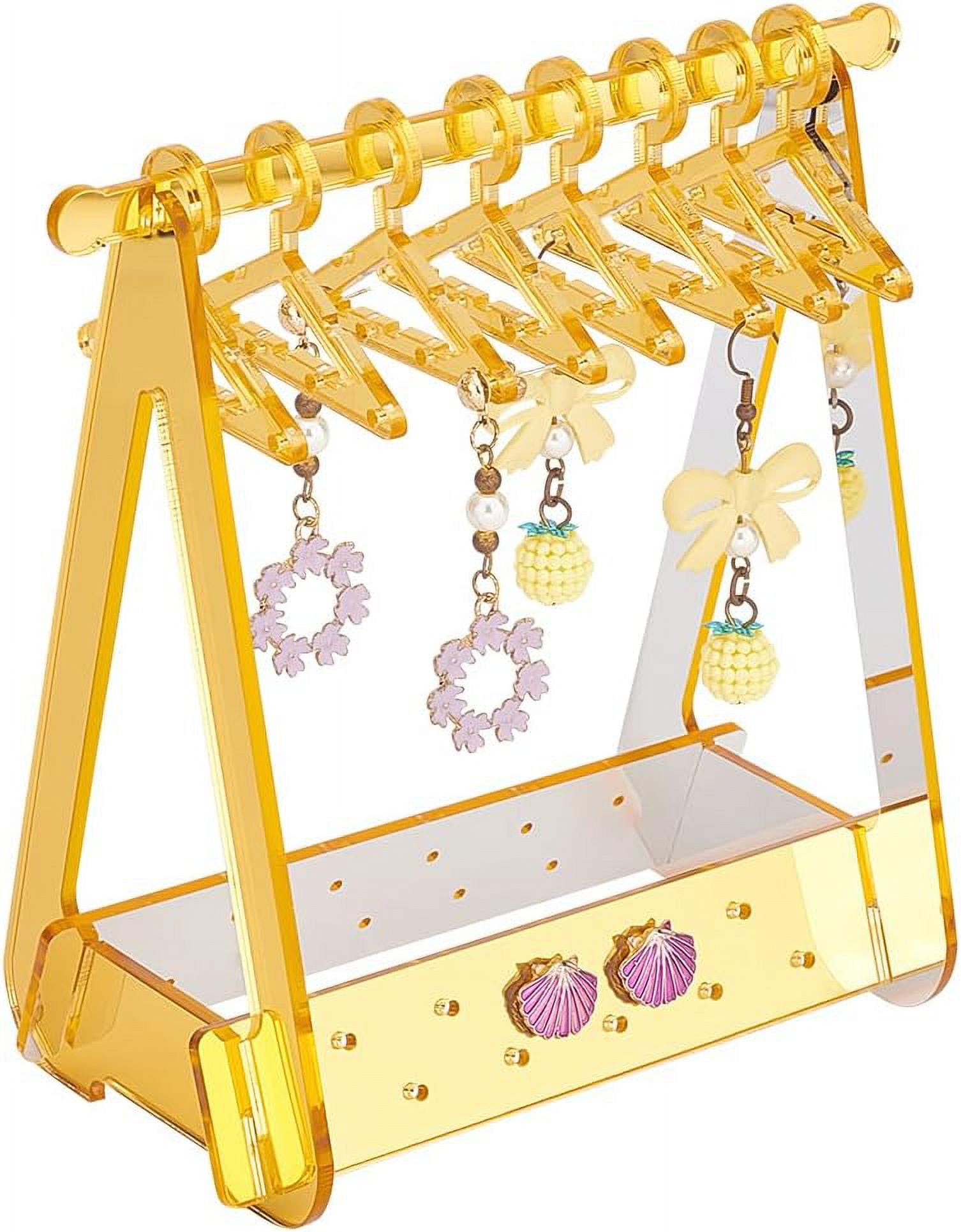 Gold Acrylic Earring Holder Mini Hanger Rack Jewelry Display 52 Holes ...