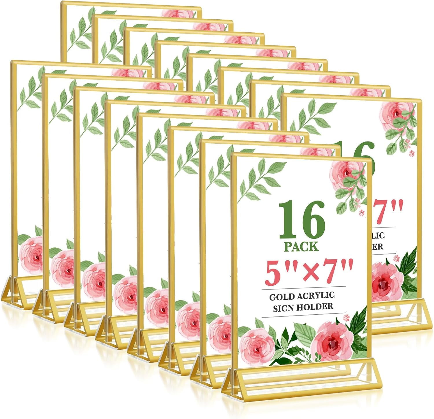 Gold Acrylic Sign Holder 5x7, 16 Pack Wedding Gold Frame Table Number ...