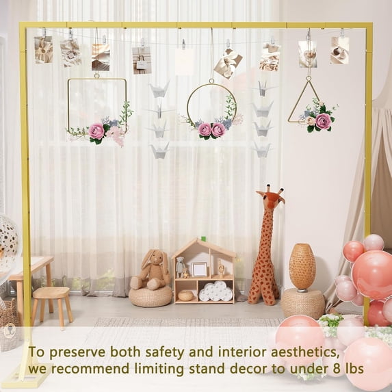 Gold 8.2FT Adjustable Backdrop Stand - Square Wedding Arch & Balloon ...