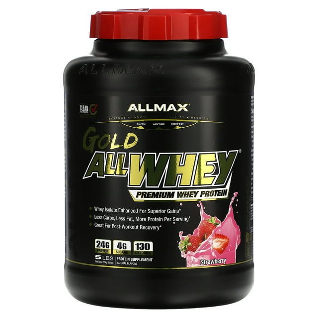 Gold AllWhey, Premium Whey Protein, Strawberry, 5 lbs (2.27 kg), ALLMAX ...