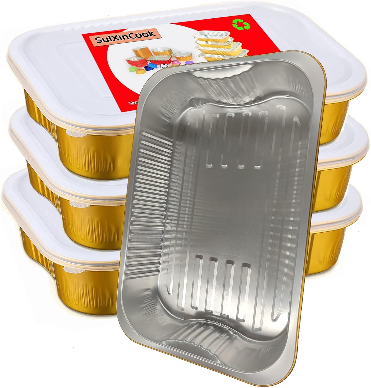 Gold Aluminum Foil Baking Pans with Lids Heavy-Duty 9"x13" (10pack ...