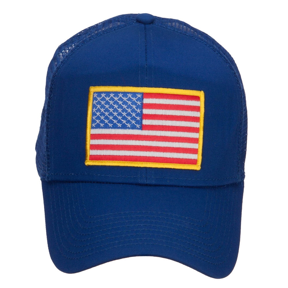 Gold American Flag Patched Mesh Cap - Royal OSFM - Walmart.com