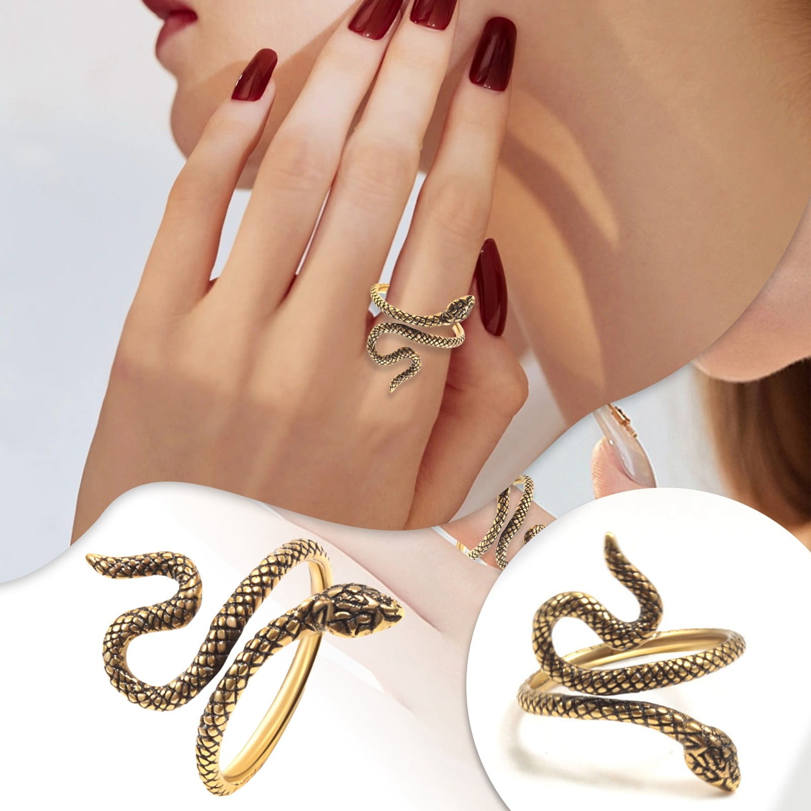 Gold Ancient Ring Retro Craftsmanship Cool Trend Ring Scale Open Ring ...