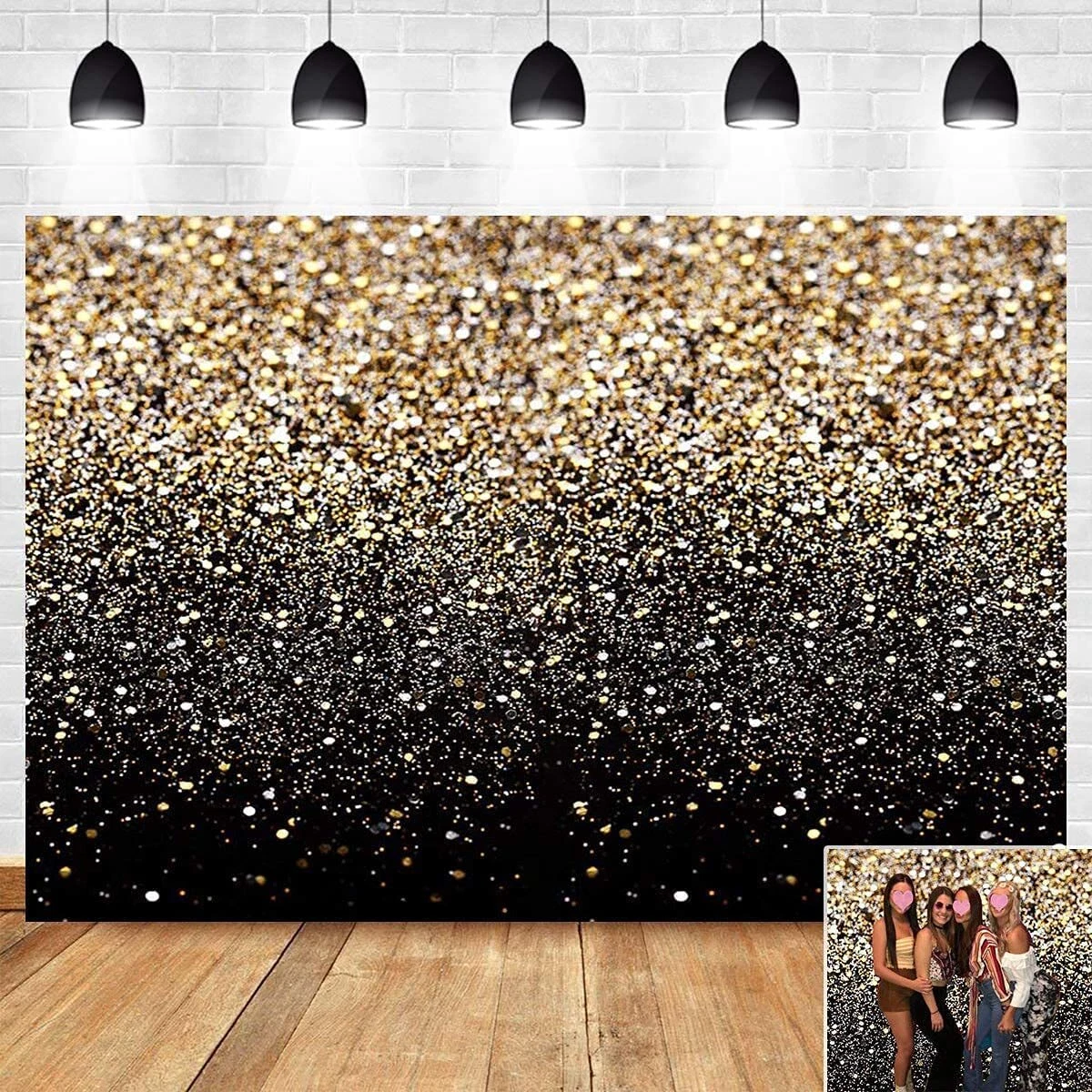 Gold And Black Photography Backdrop Sequin Spot Bokeh Starry Sky ...