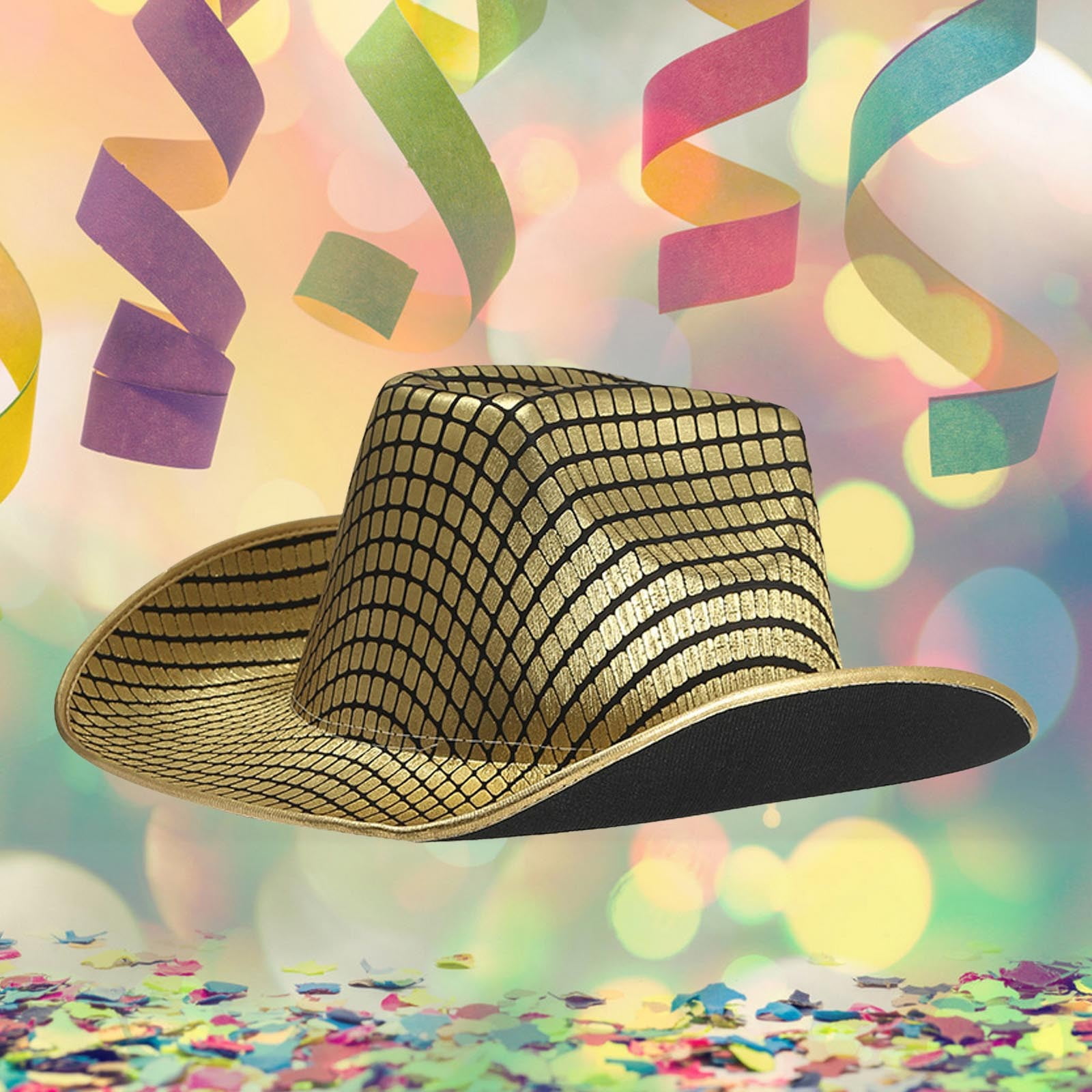 Celivon Gold And Silver Color Cowboy Hat Men Women Western Cowboy Hat ...