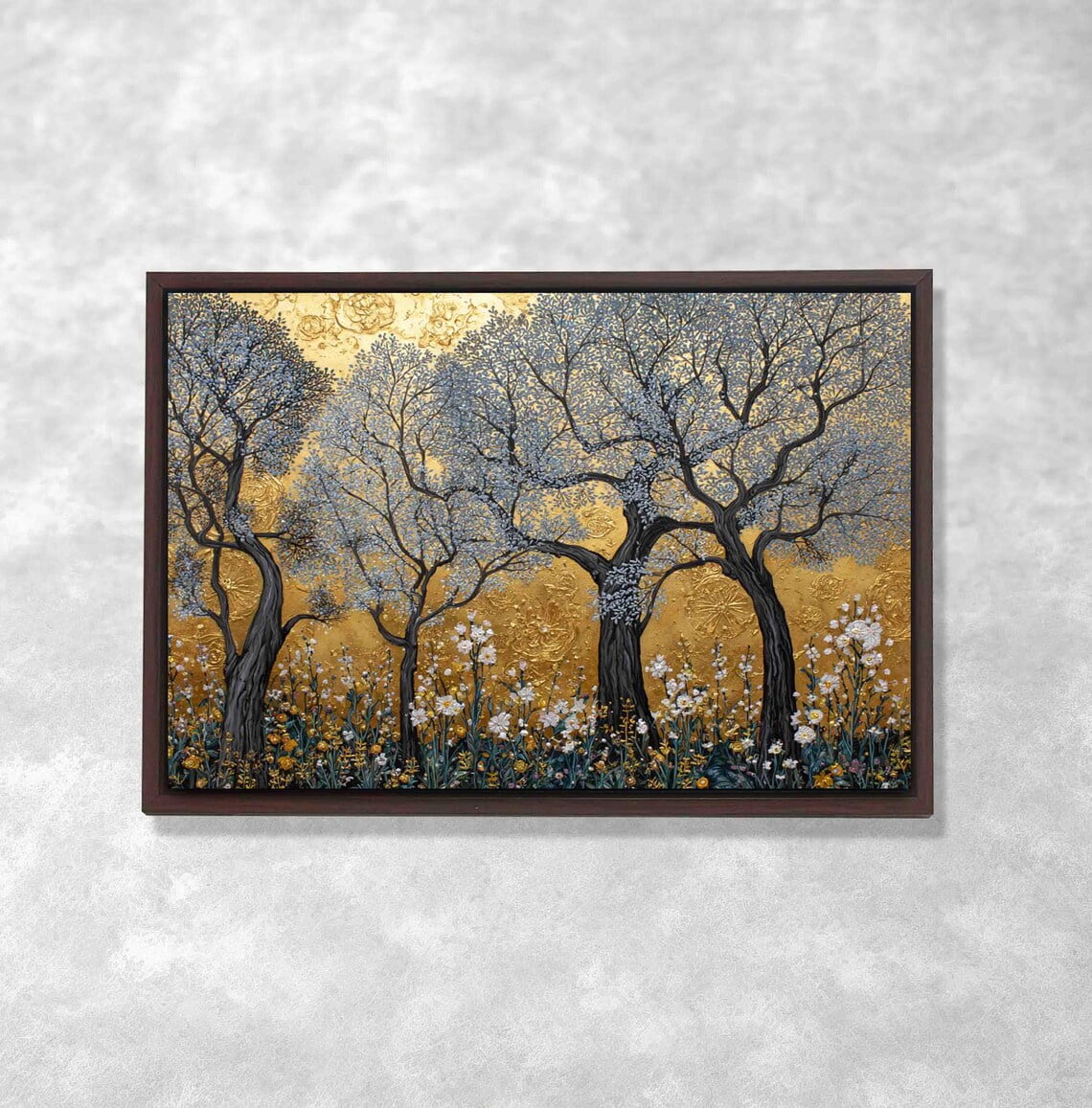 Gold And Silver Tree Art, Luxury Abstract Forest, Elegant Floral Wall ...