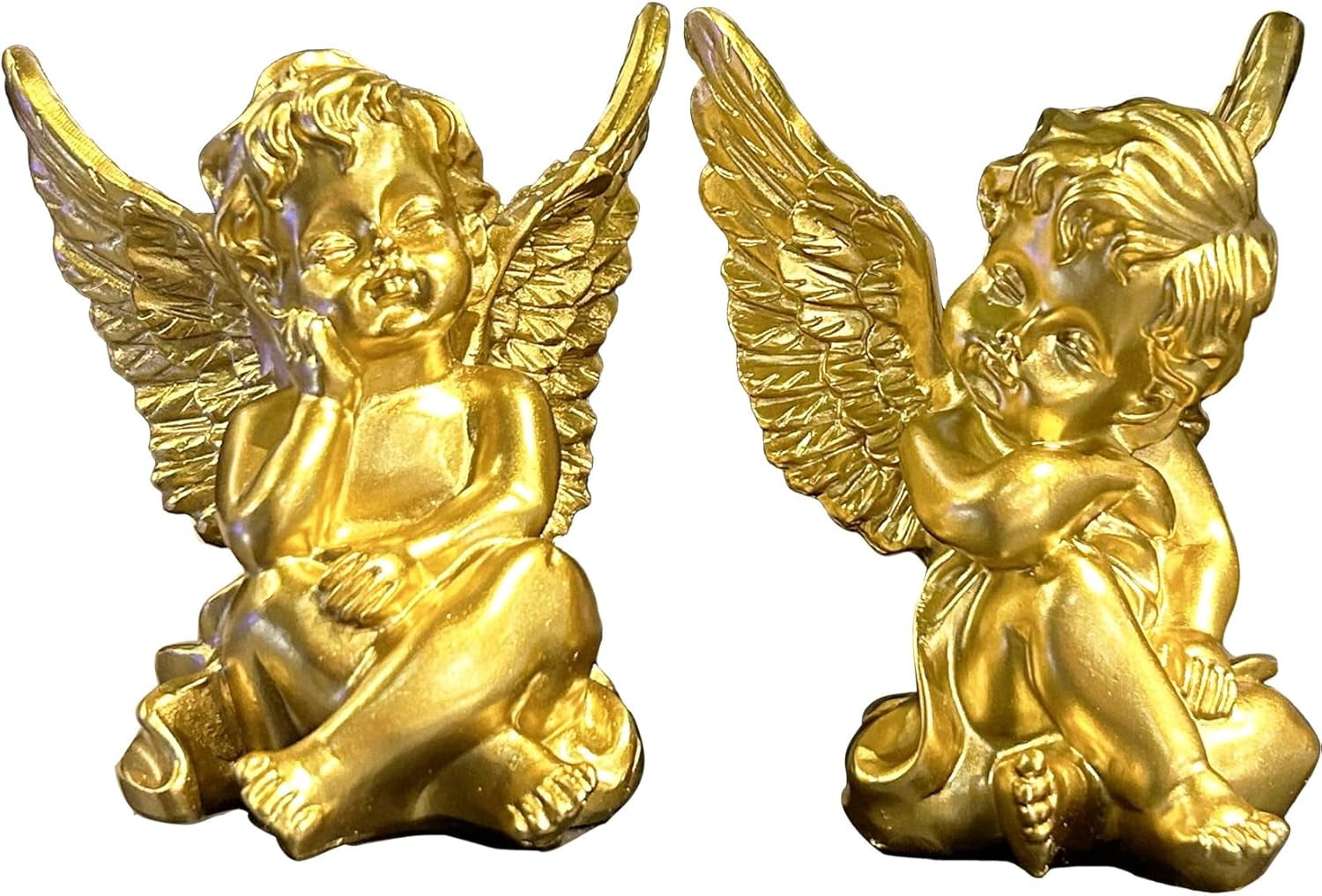 Gold Angels Statue Figurines, Indoor Outdoor Angel Cherubs Statue Home ...