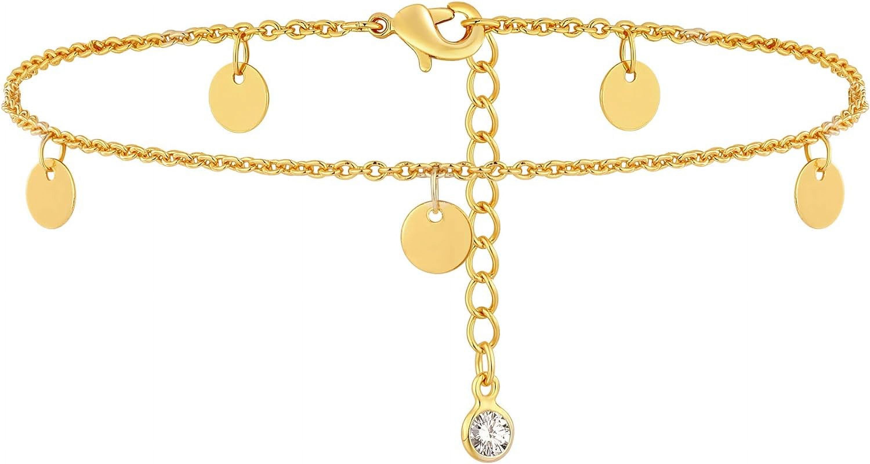 Gold Ankle Bracelets For Women, 14K Gold Plated Anklets Adjustable Cuban Link Anklets Set Tiny ...