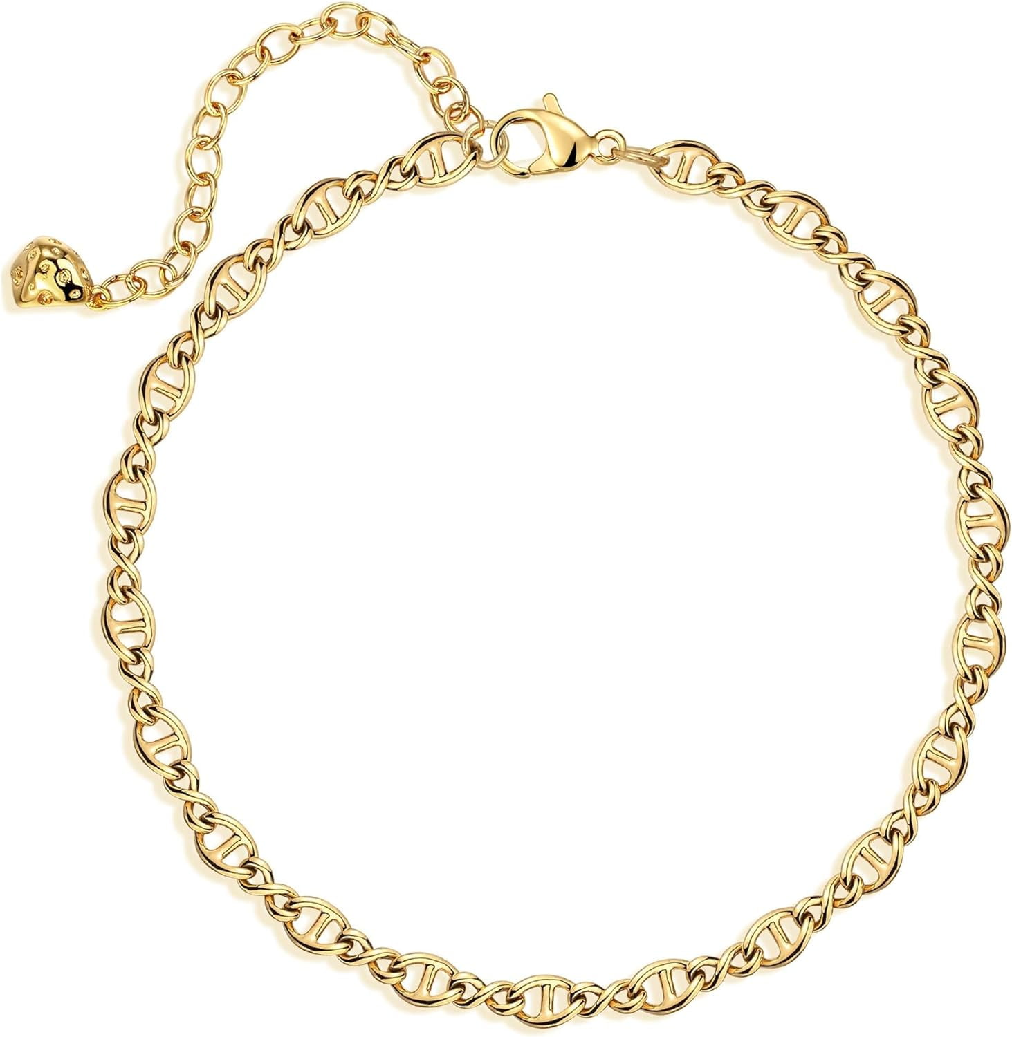 Gold Ankle Bracelets For Women 18K Gold Plated Anklet Flat Mariner Box ...