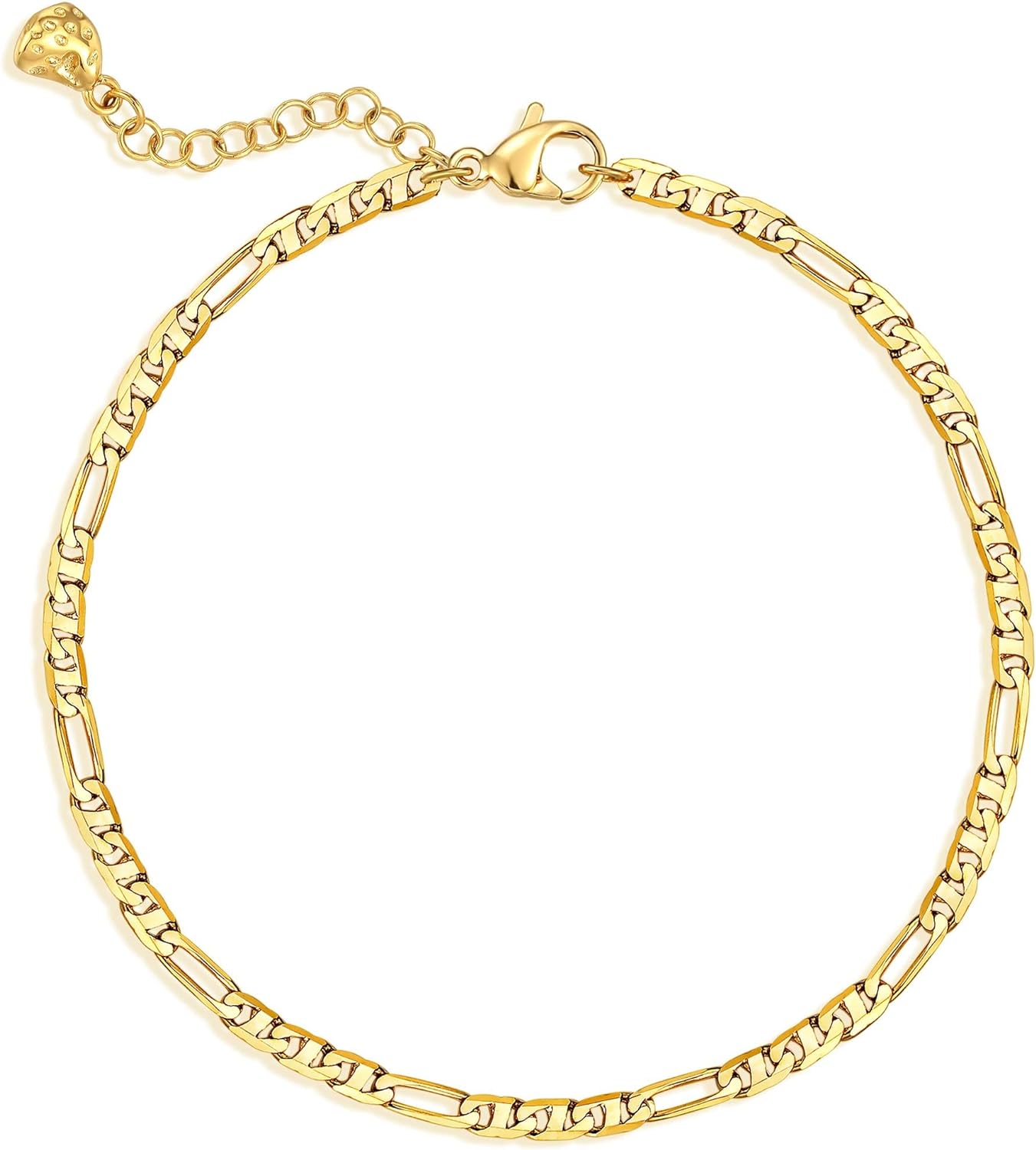 Gold Ankle Bracelets For Women 18K Gold Plated Anklet Flat Mariner Box ...