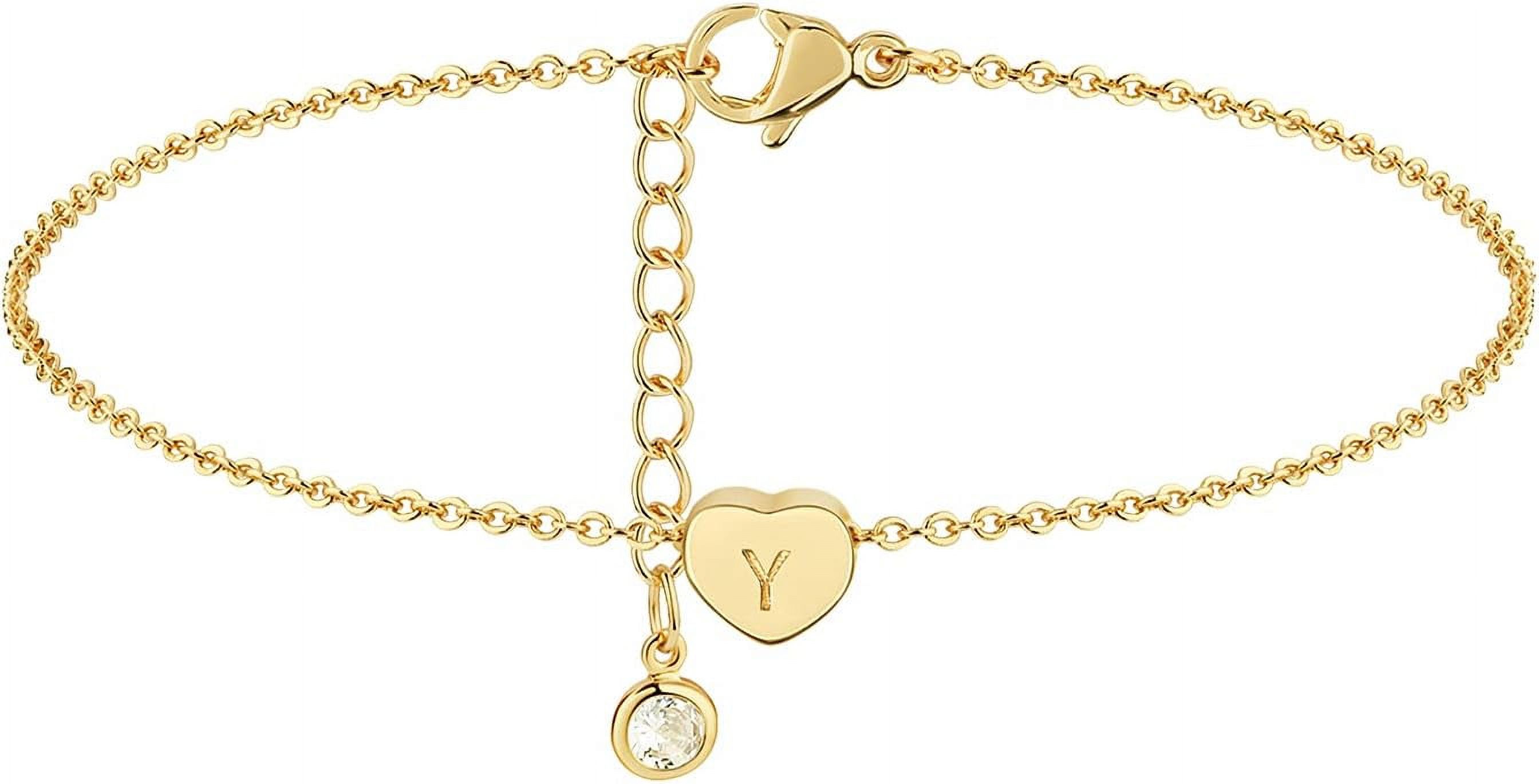 Gold Ankle Bracelets For Women, Sideways Letter Engraved 14K Gold Plated Dainty Chain Initial ...