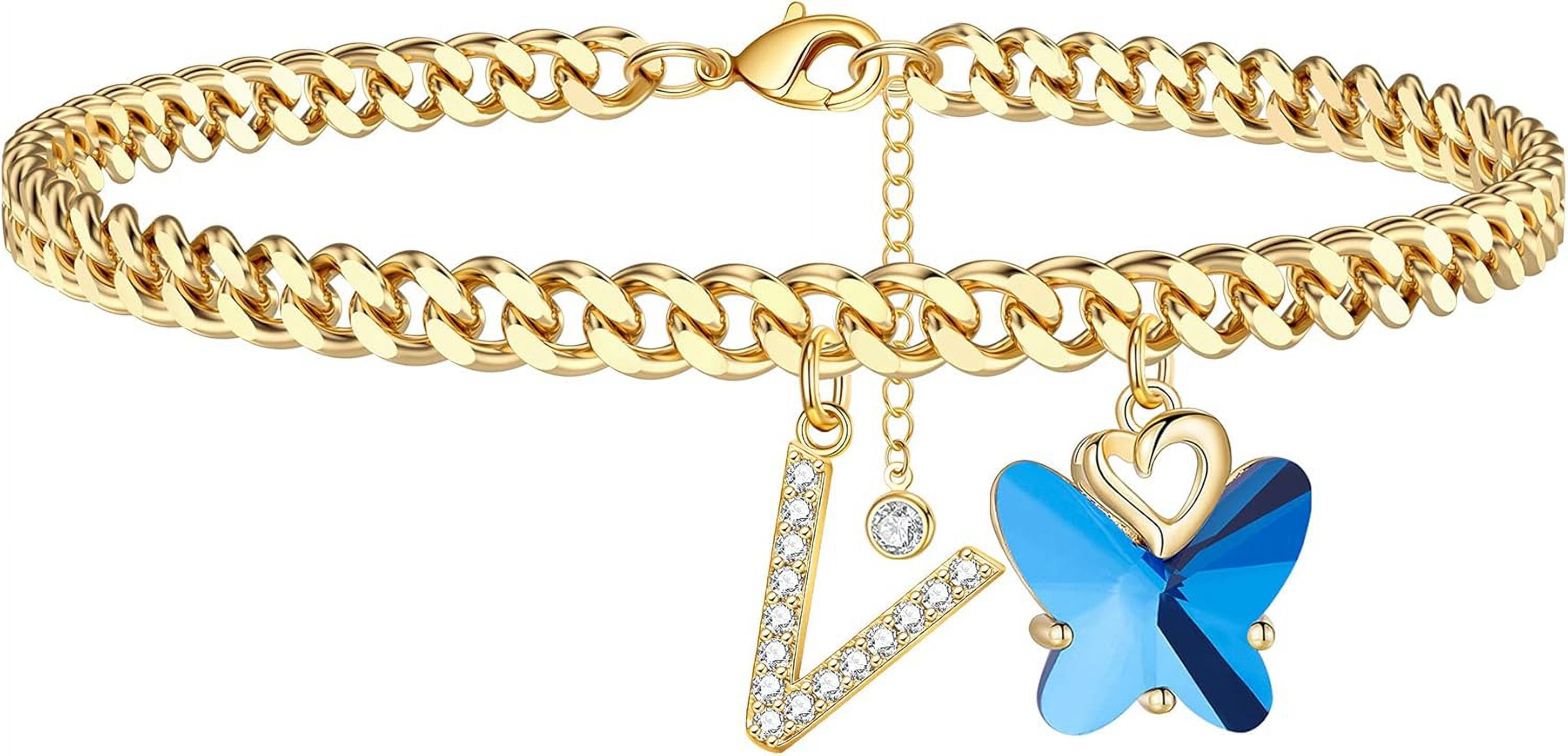 Gold Ankle Bracelets For Women - Butterfly Initial Anklets For Women ...
