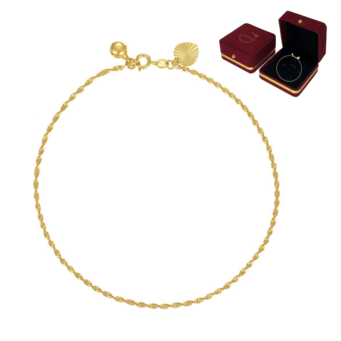 Gold Anklet for Women Flat Mariner Anklet 18K Gold Plated Flat Marina ...