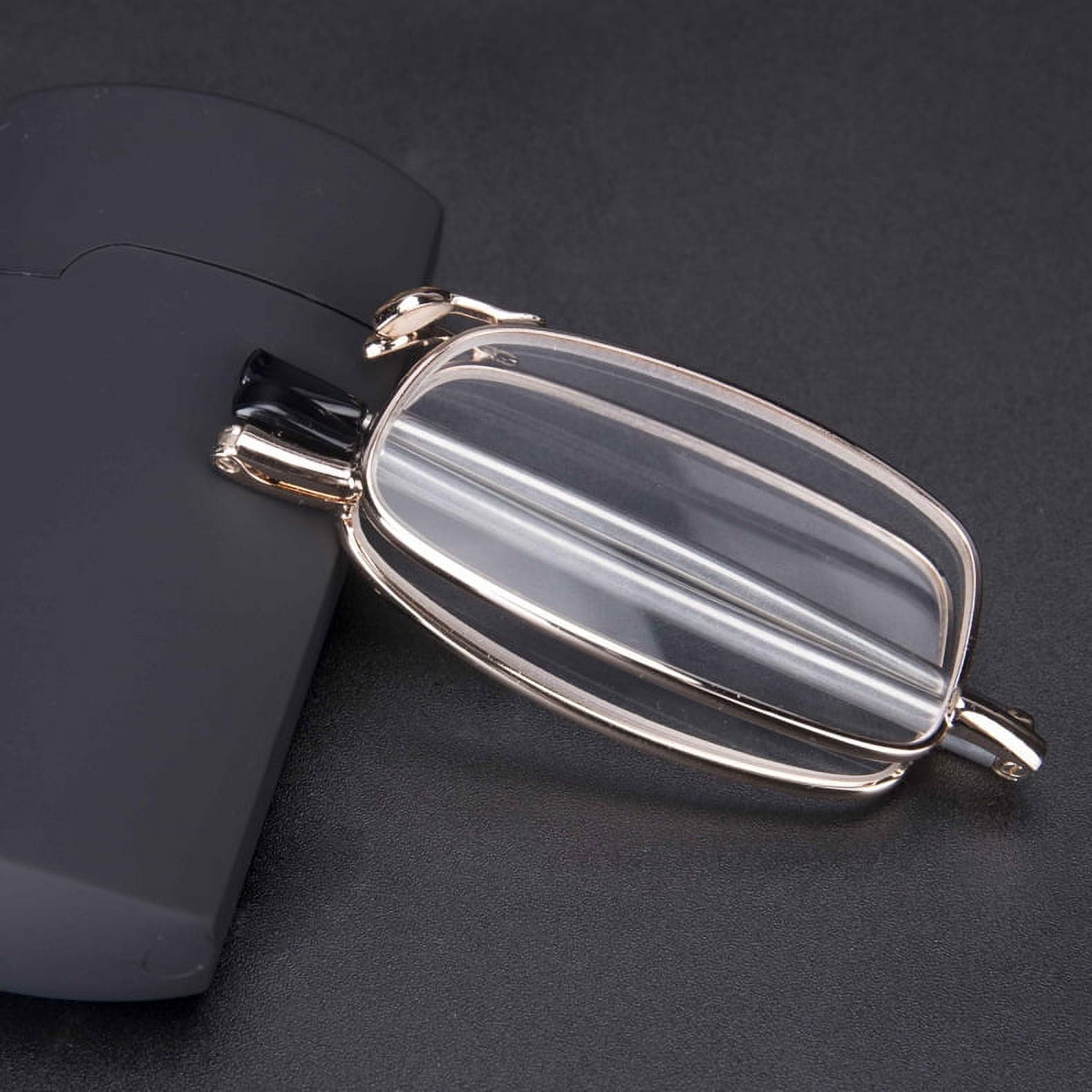 Gold Antenna Extendable Rectangle Reading Glasses +2.00 Folding Mini ...