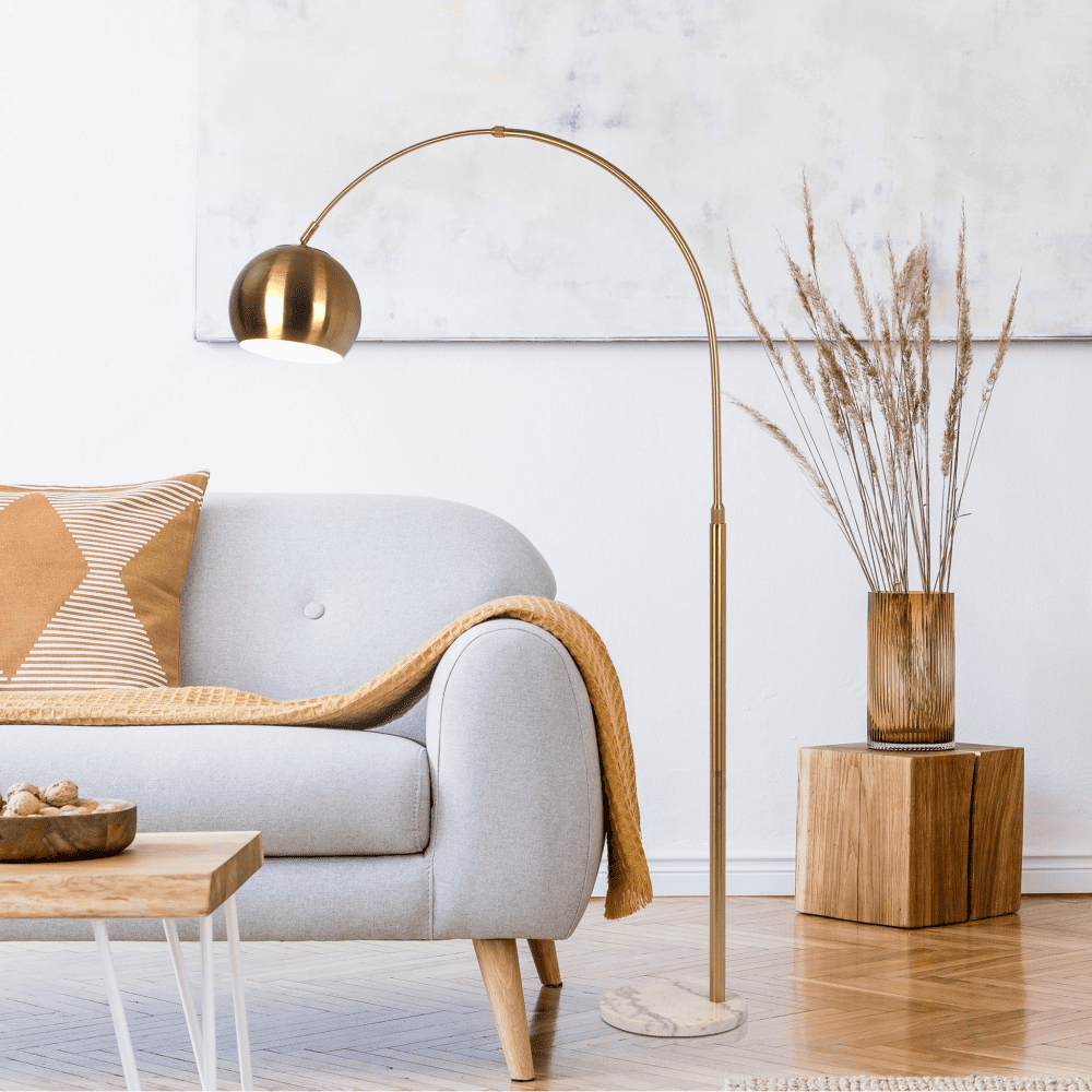 Gold Arc Floor Lamp, Dimmable Floor Lamp for Living Room, Gold Standing ...