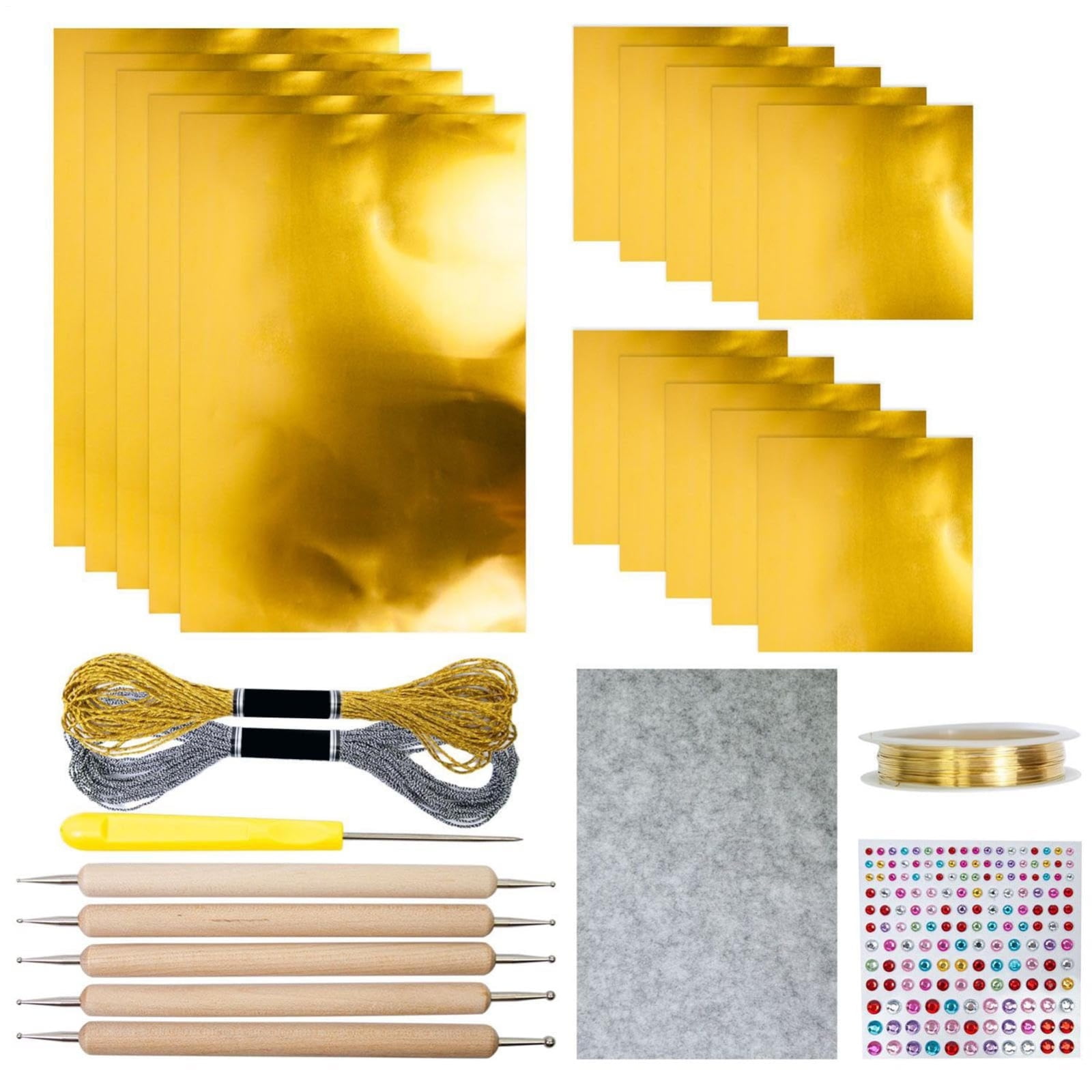 Gold Art Relief Paper Pendant Combination Tin Foil Paper Set, Multi ...