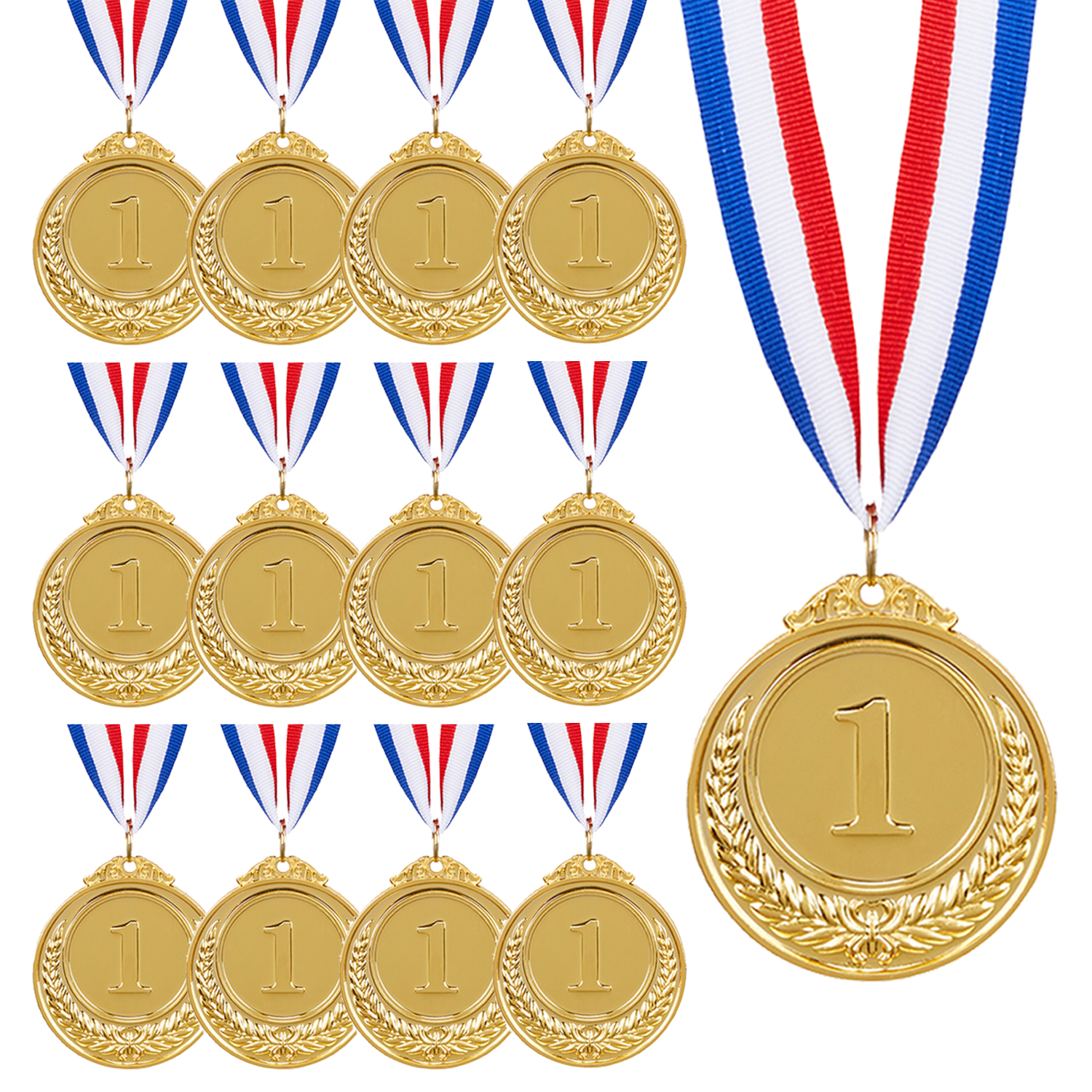 Lot of 24 Plastic 1st Place Gold Winner Medals Award Ribbons Party ...