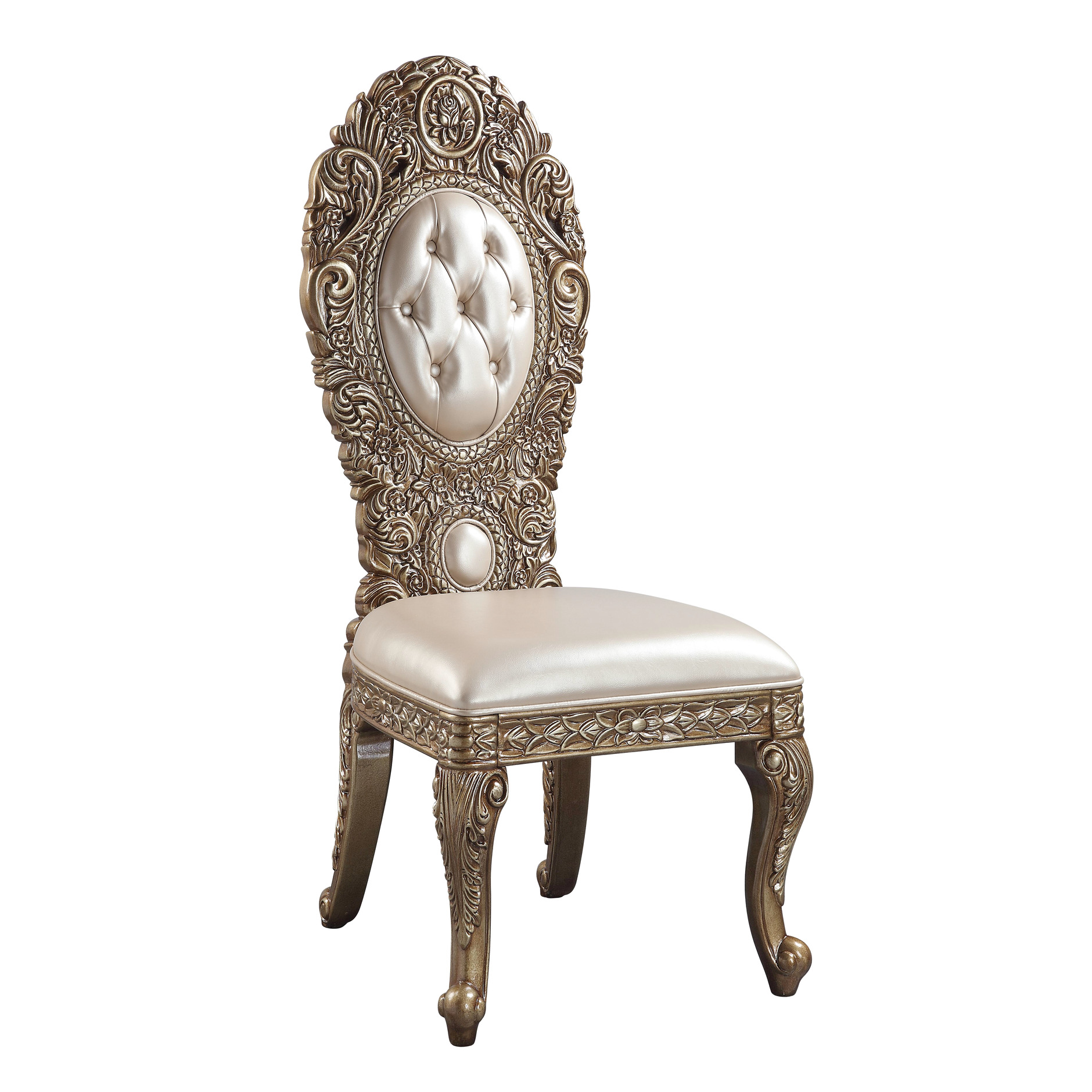 Gold Back Side Chair (2) - Ravishing Sculpture Floral Upholstery For ...