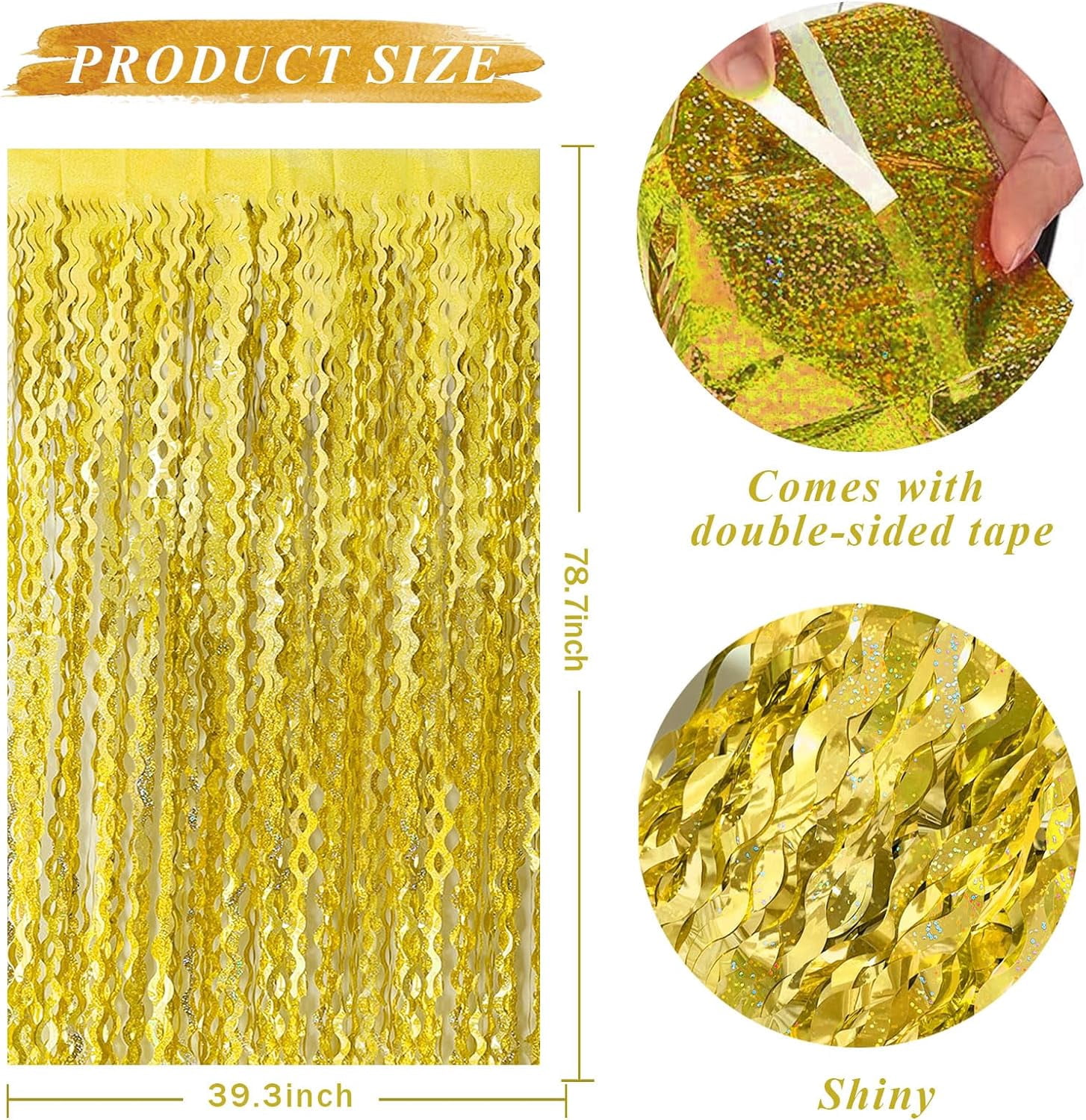 Gold Backdrop Birthday Decorations Foil Curtain Backdrop Gold Streamers ...