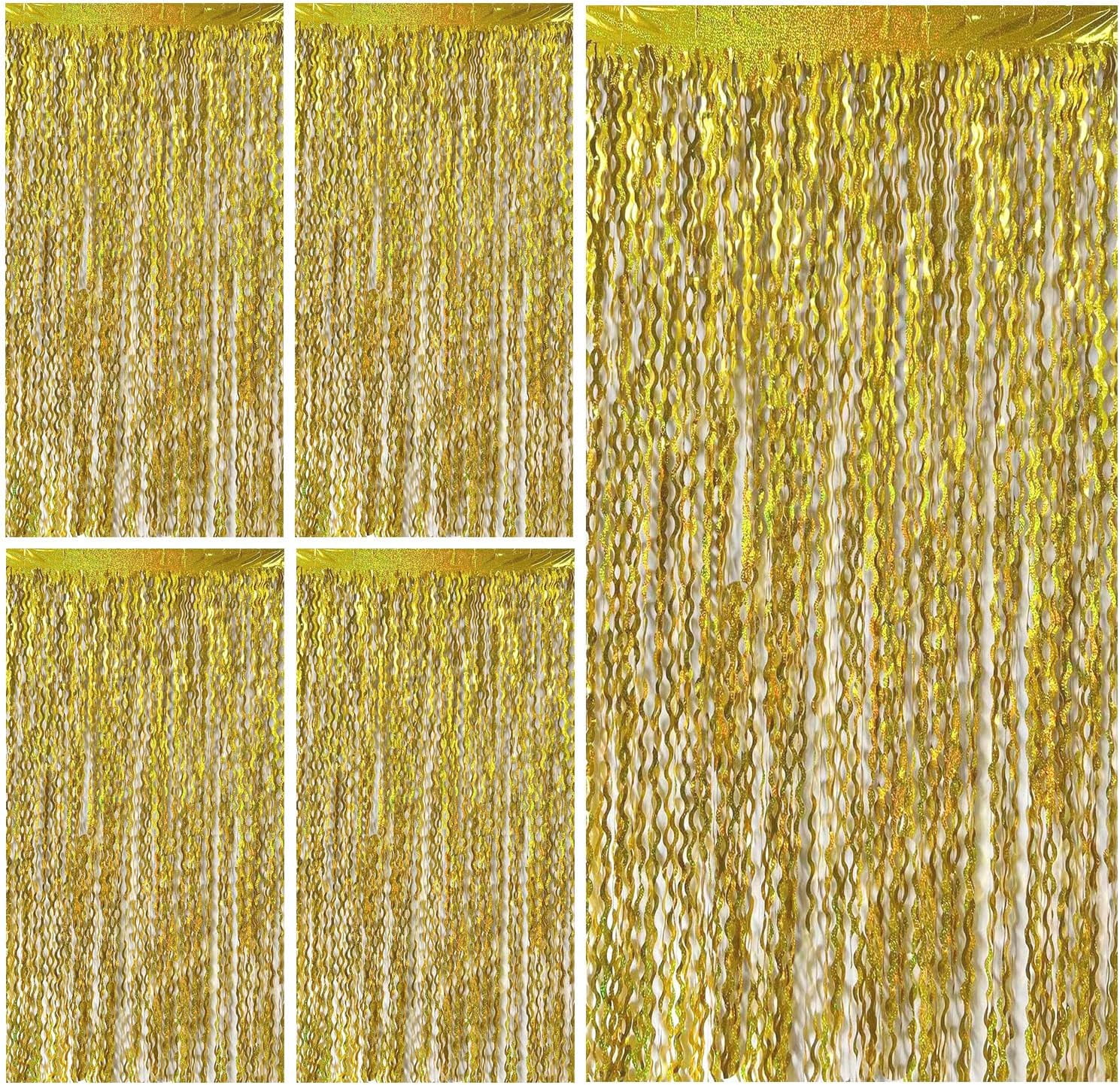 Gold Backdrop Birthday Decorations Foil Curtain Backdrop Gold Streamers ...