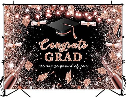 Gold and Balck Congrats Grad Backdrop Class of 2024 Graduation Gold ...
