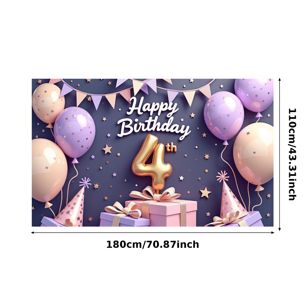 Gold Balloon Birthday Banner Decorative Design Kids Party Backdrop ...