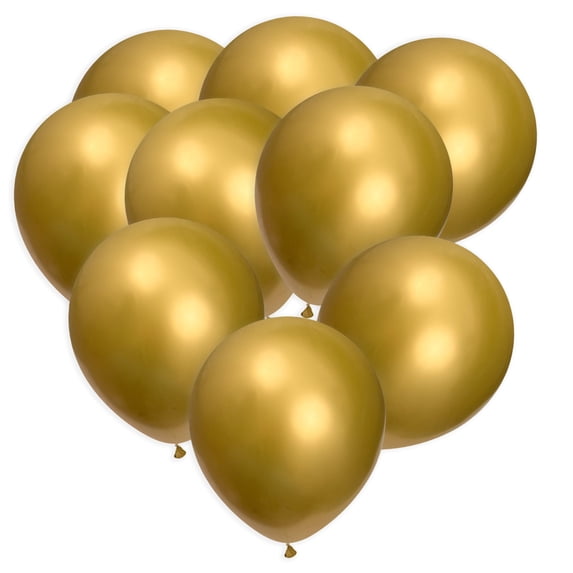 Gold Balloons 100 Pack, 12 Inch Gold Chrome Latex Balloons (with Ribbon ...