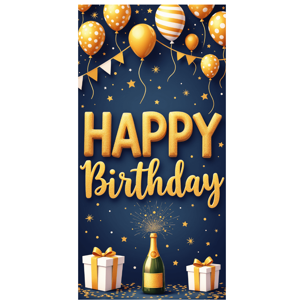 Gold Balloons Banner Decorative Stars Gift Box Background for ...