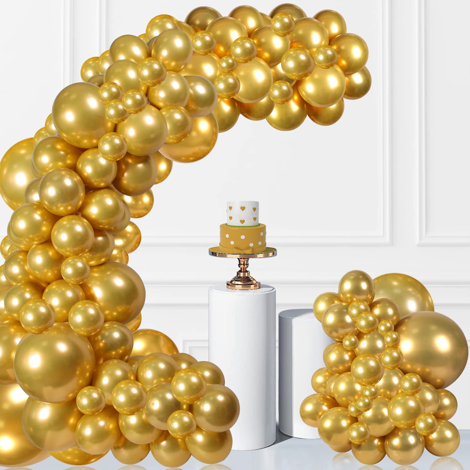 Gold Balloons Garland Kit 132 Pcs 18 12 10 5 Inch Different Sizes Latex ...