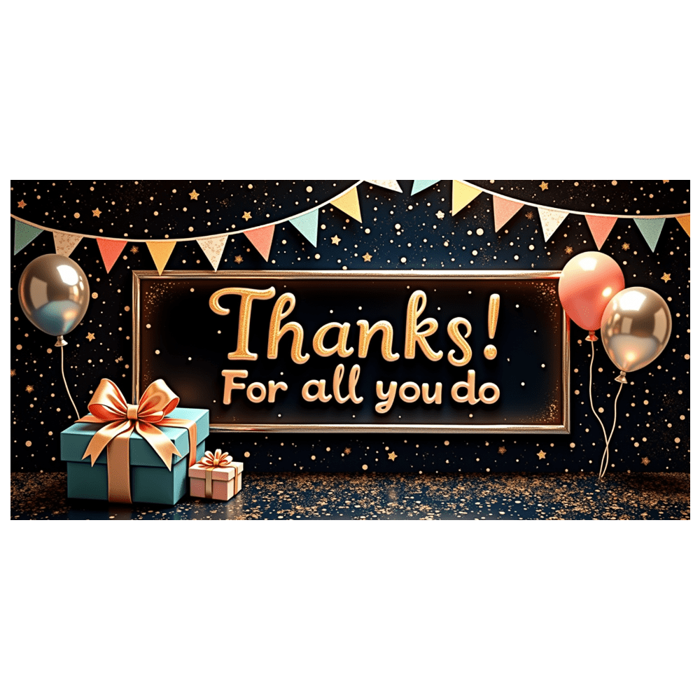 Gold Balloons Thank You Banner Decorative Design Appreciation Banner ...