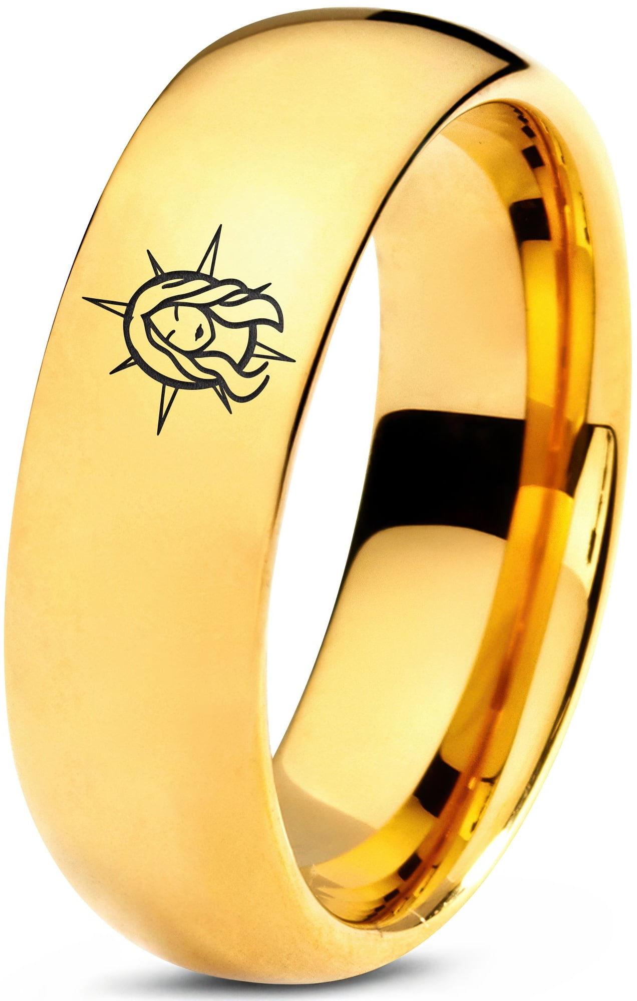 Gold Band 18K Mom Gift Gamer Tungsten Engraved Ring Midi Wide Men Gay ...