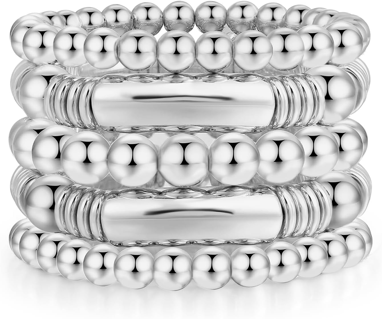 Gold Bangles Bracelet for Women Chunky Curved Stacking Plated Bead Ball ...